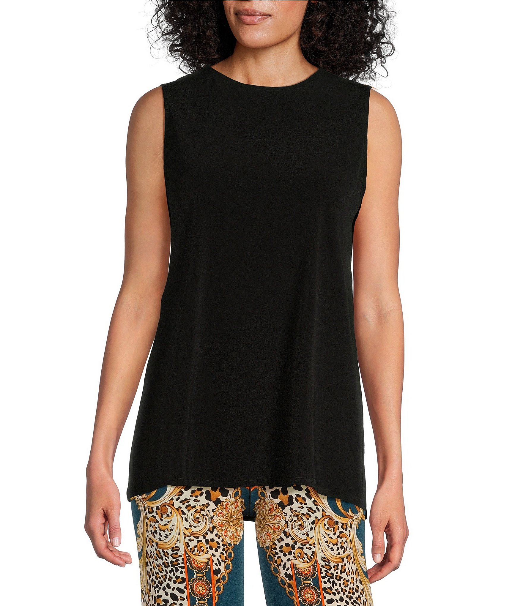 Eva Varro Solid Knit Jersey Crew Neck Sleeveless Top | Dillard's