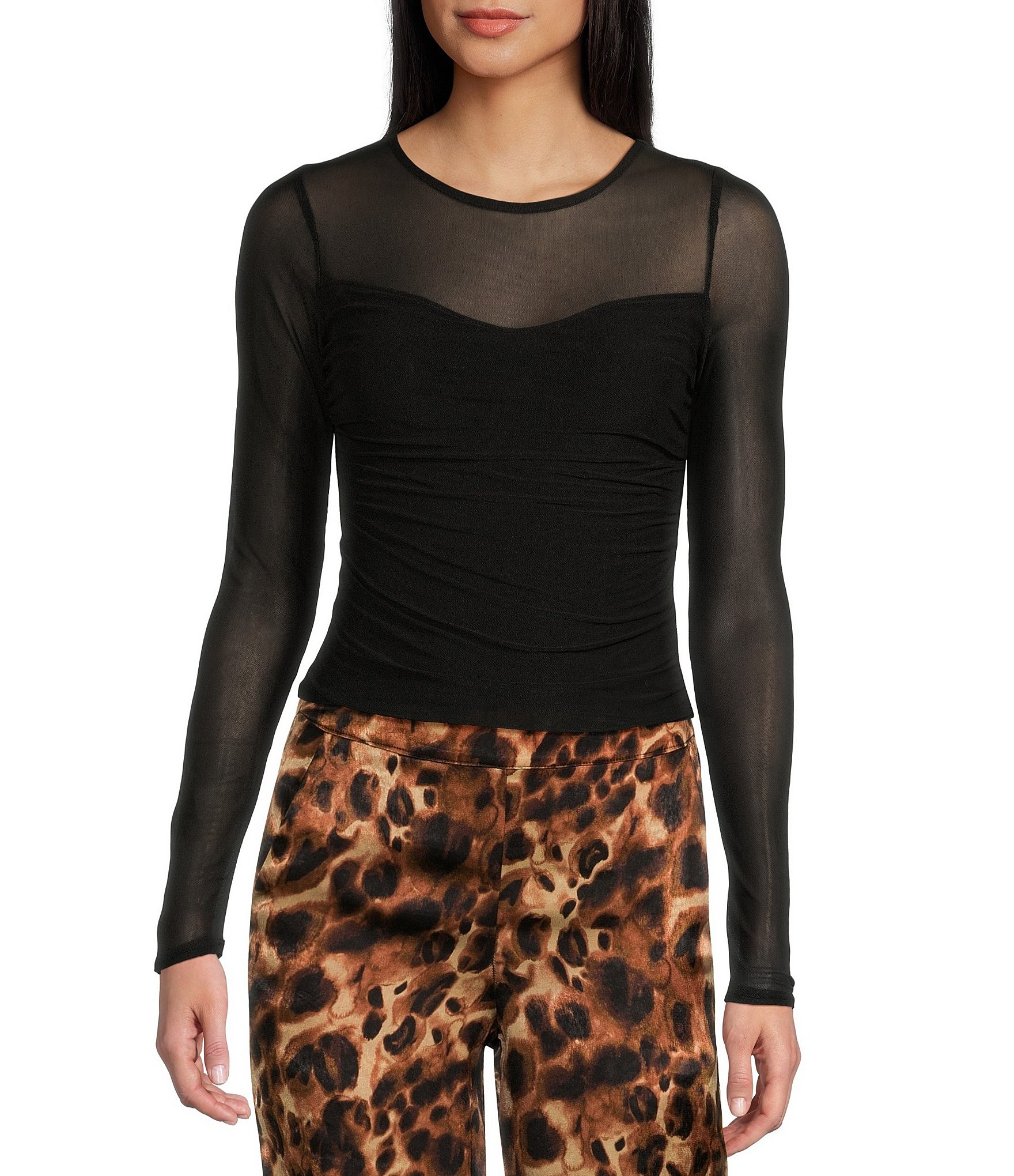 Evolutionary Mesh Long Sleeve Pullover Top | Dillard's