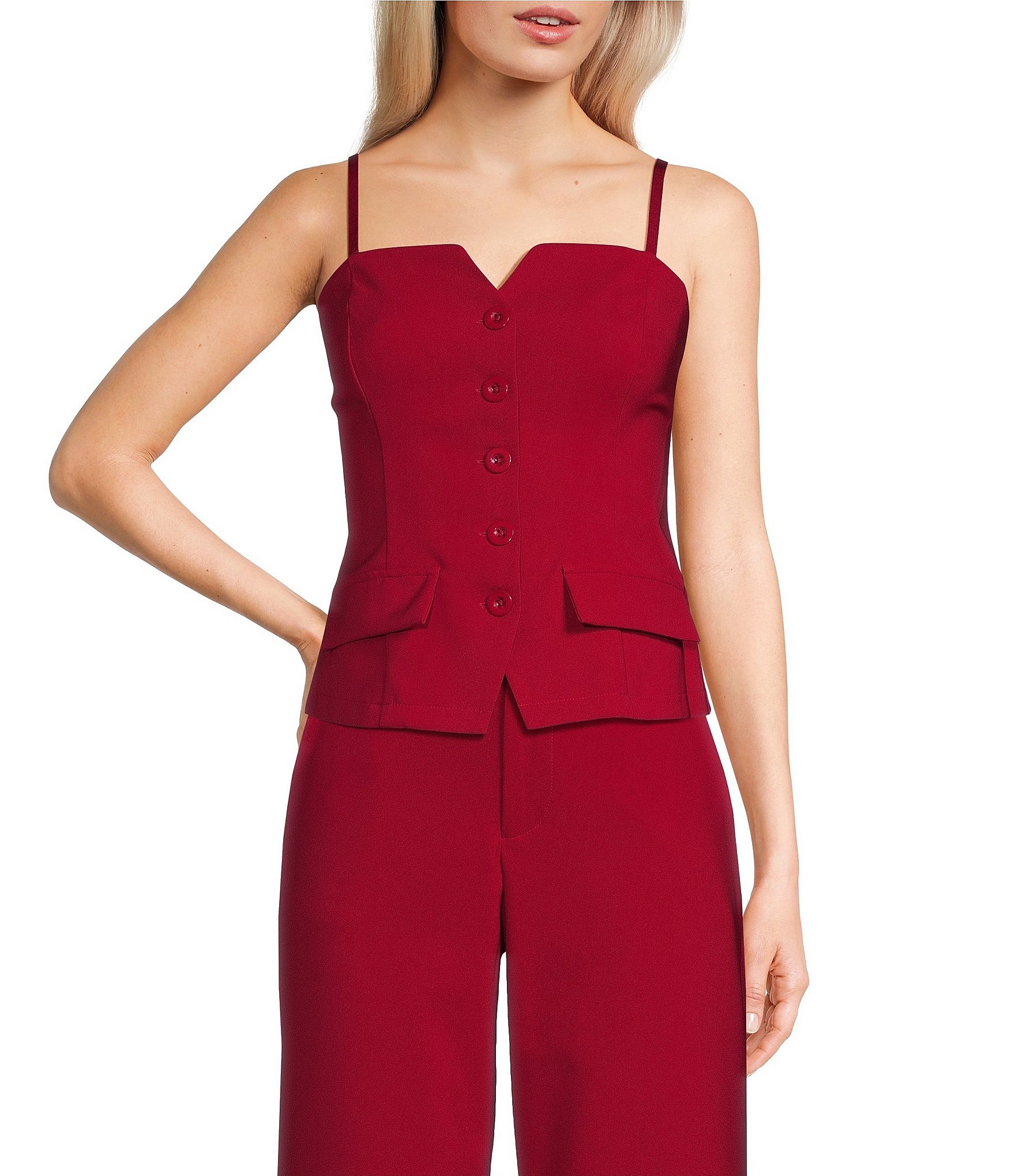 Evolutionary Split V-Neck Coordinating Vest Top | Dillard's
