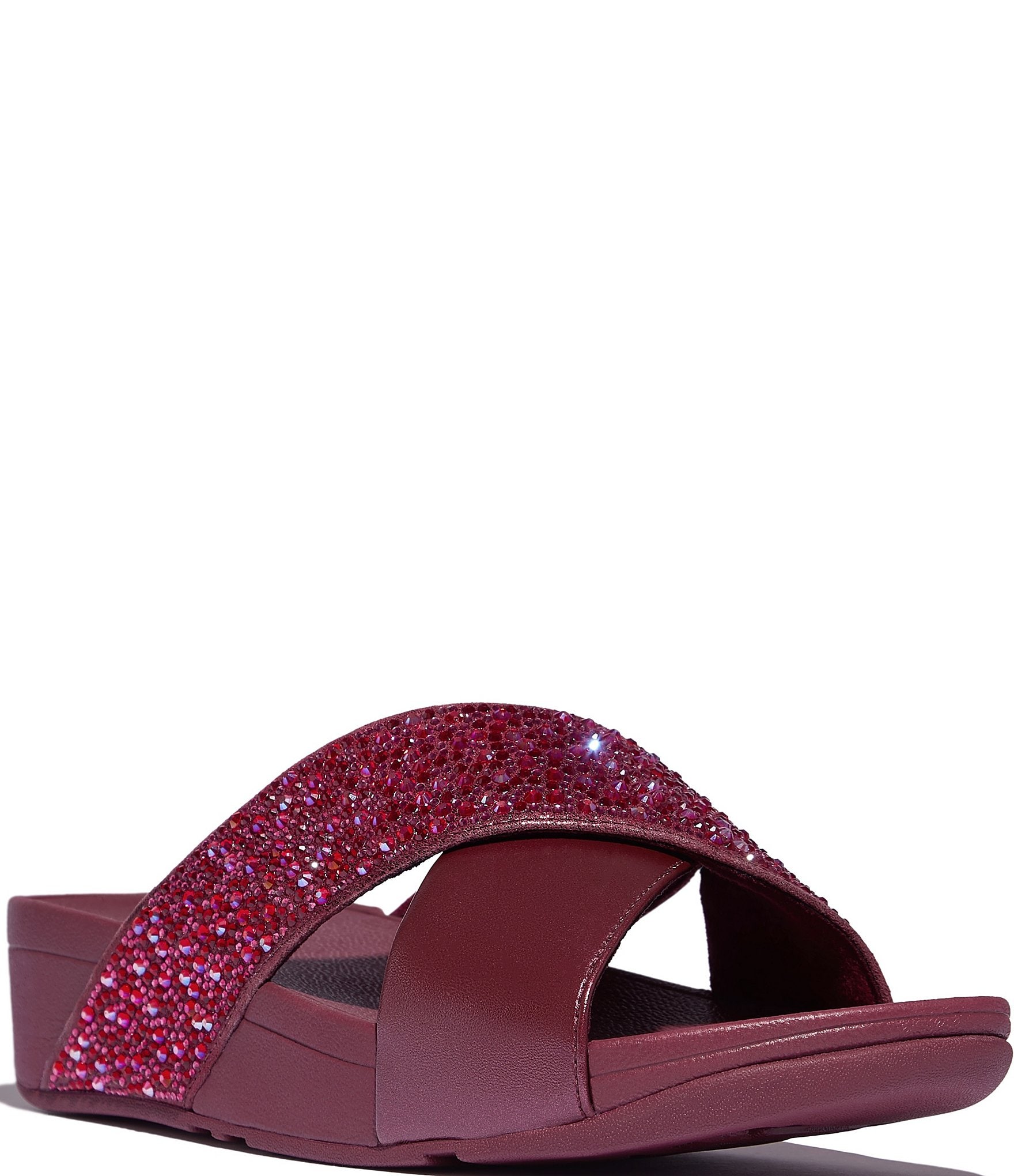 Fitflop Lulu Crystal Metallic Cross Wedge Slides | Dillard's
