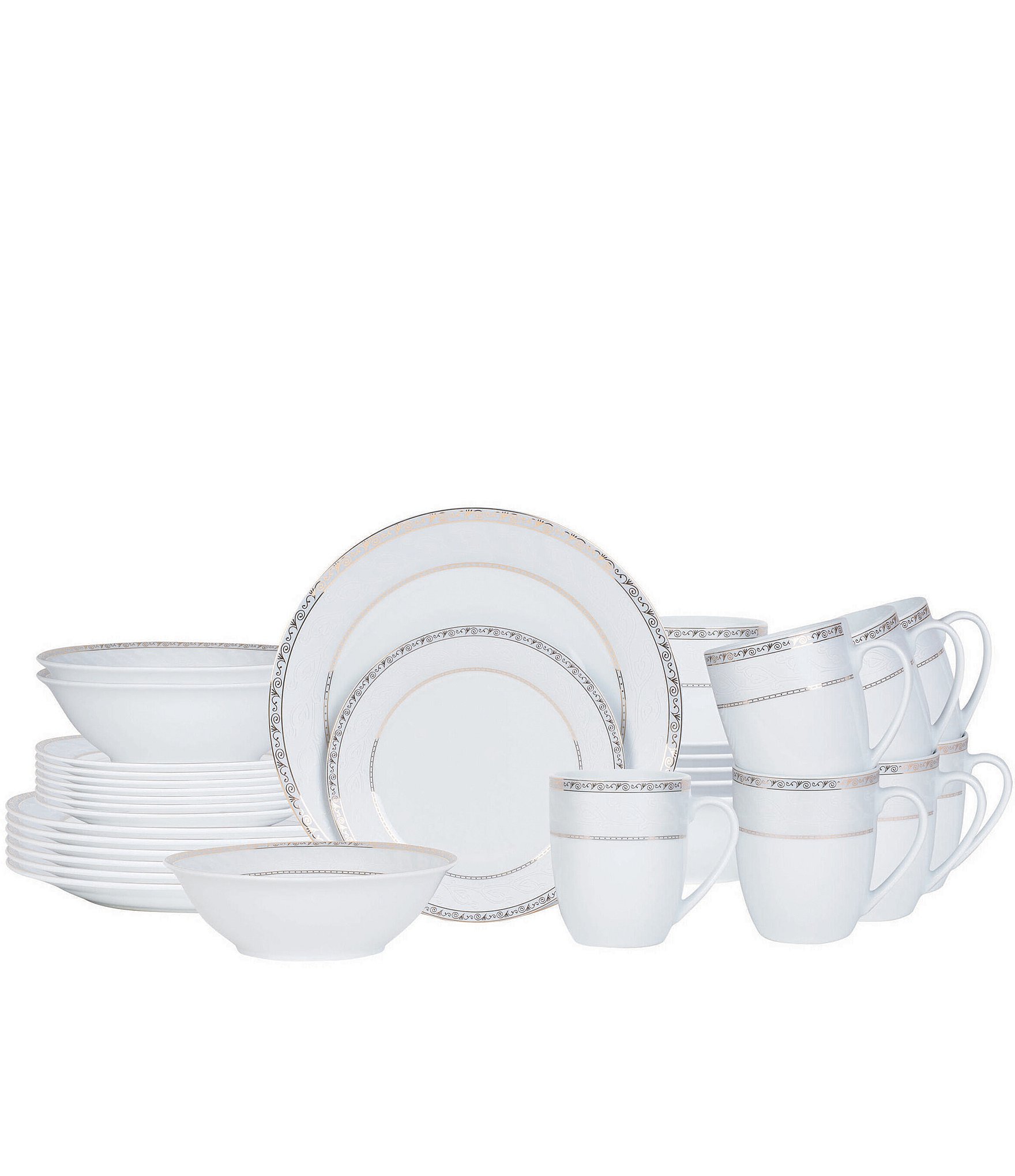 Fitz and Floyd Gold Serif 32 Piece Dinnerware Set | Dillard's