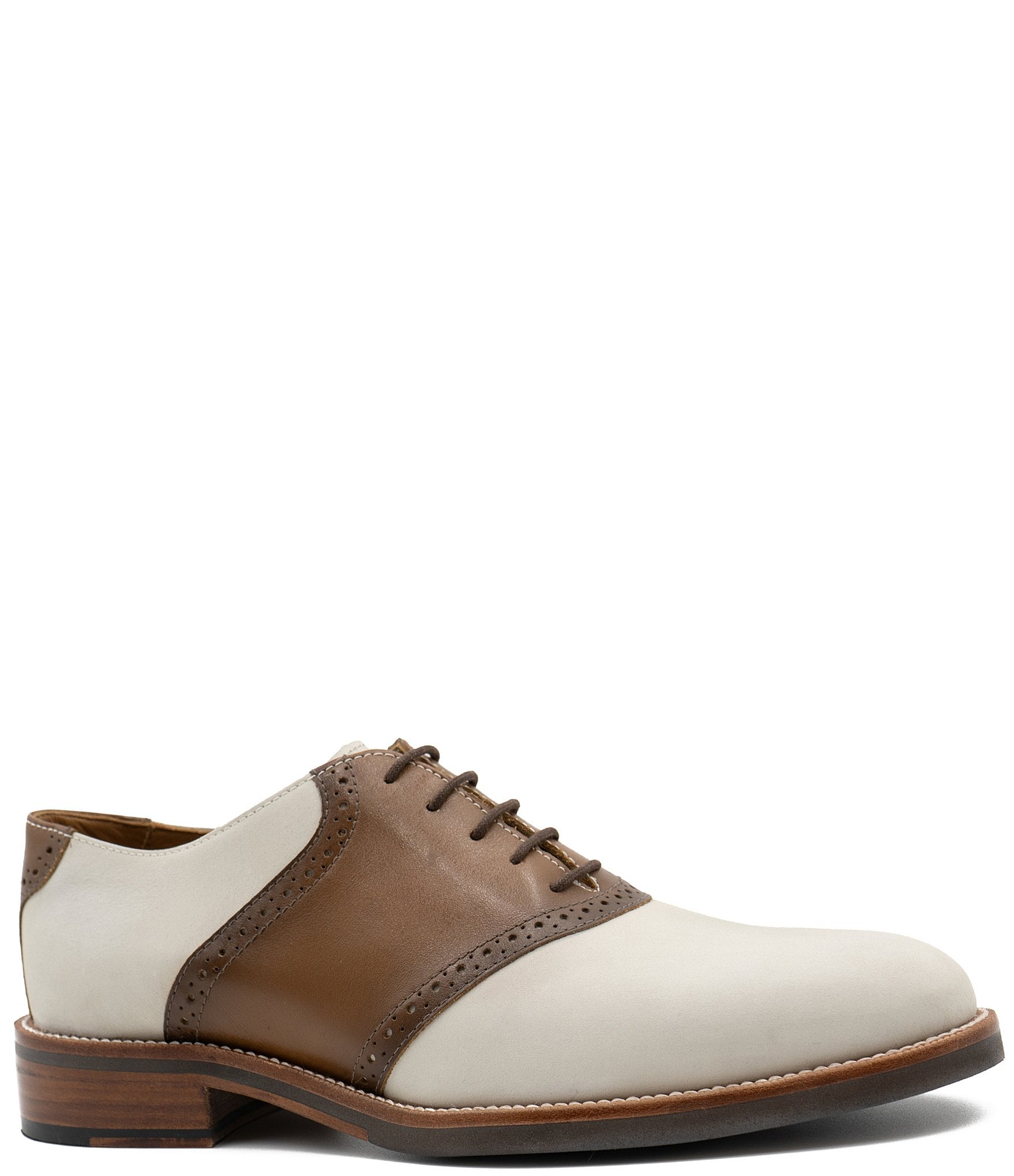 Flag LTD. Men's Copley Nubuck Leather Brogue Detail Saddle Dress Shoes ...