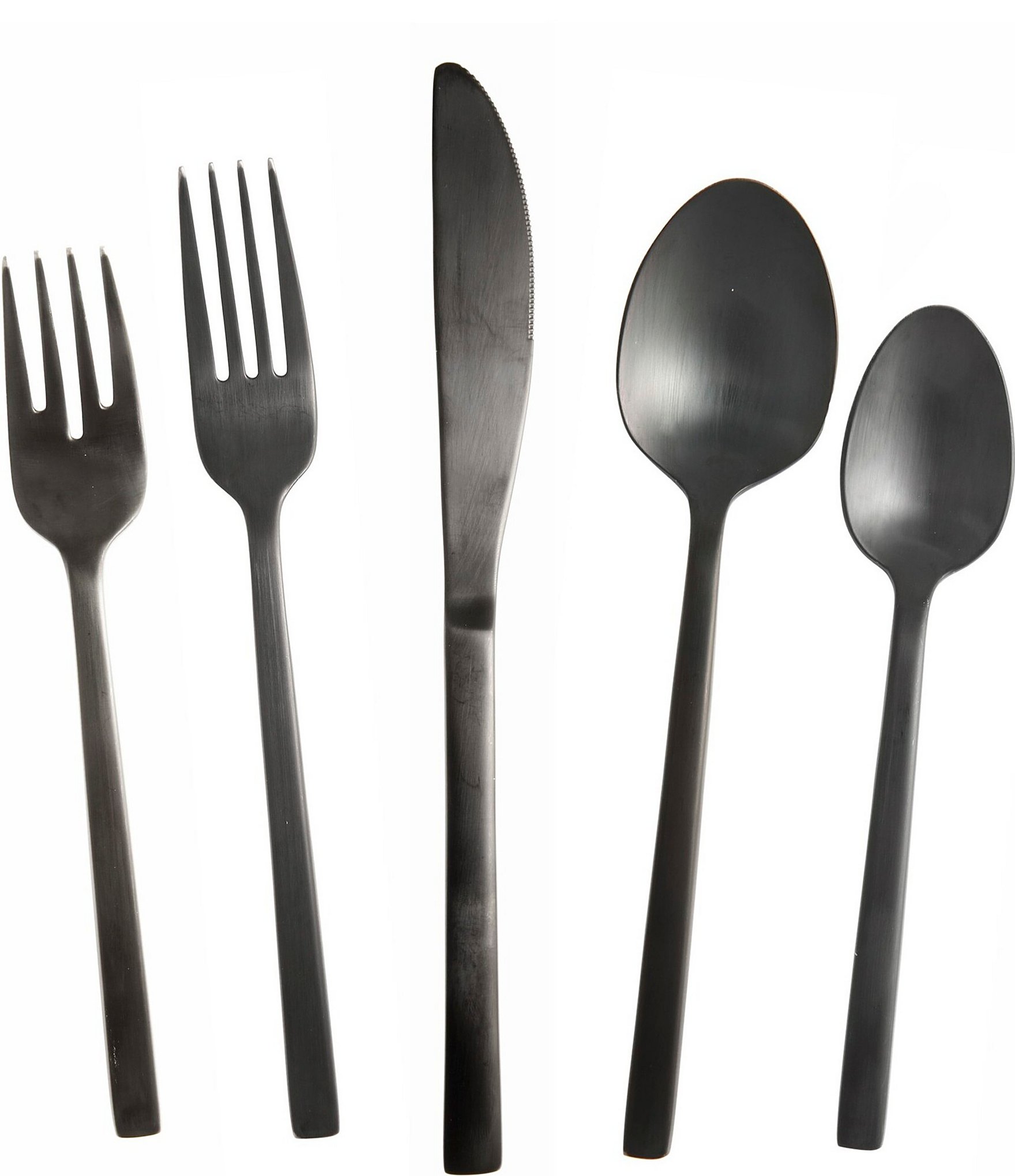 Fortessa Arezzo Brushed Black 20-Piece Stainless Steel Flatware Set ...