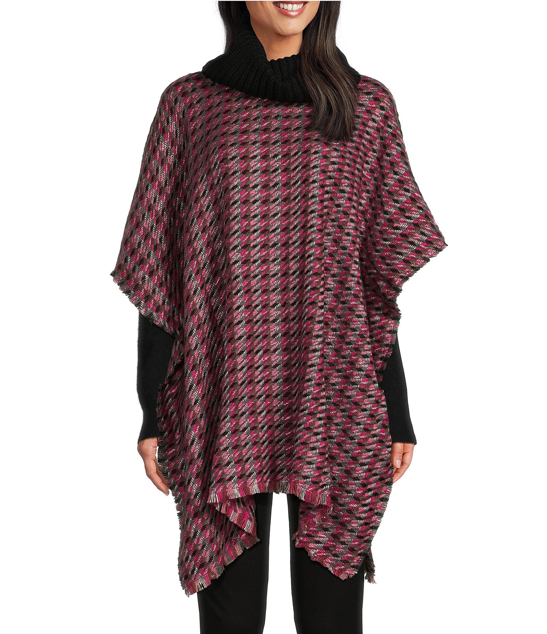 Fraas Twill Checked Poncho | Dillard's