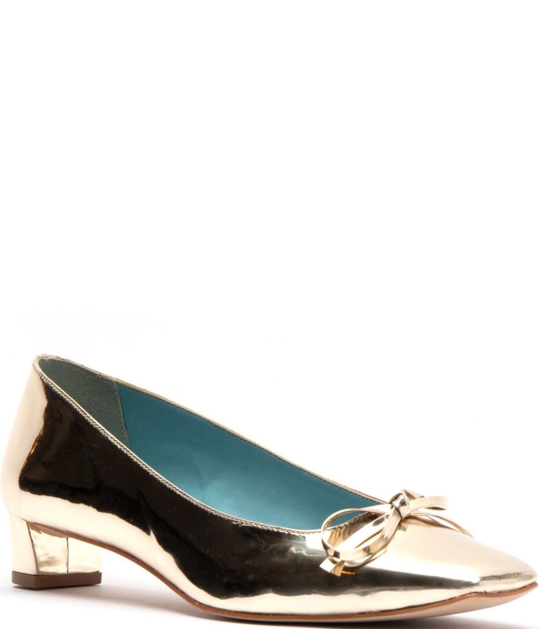 FRANCES VALENTINE Mary Mini Mirror Metallic Bow Pumps | Dillard's
