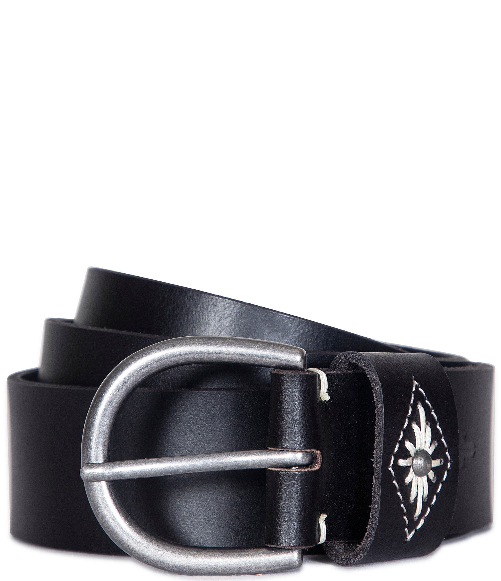 Frye 1.49" Embroidered Loop Leather Belt | Dillard's