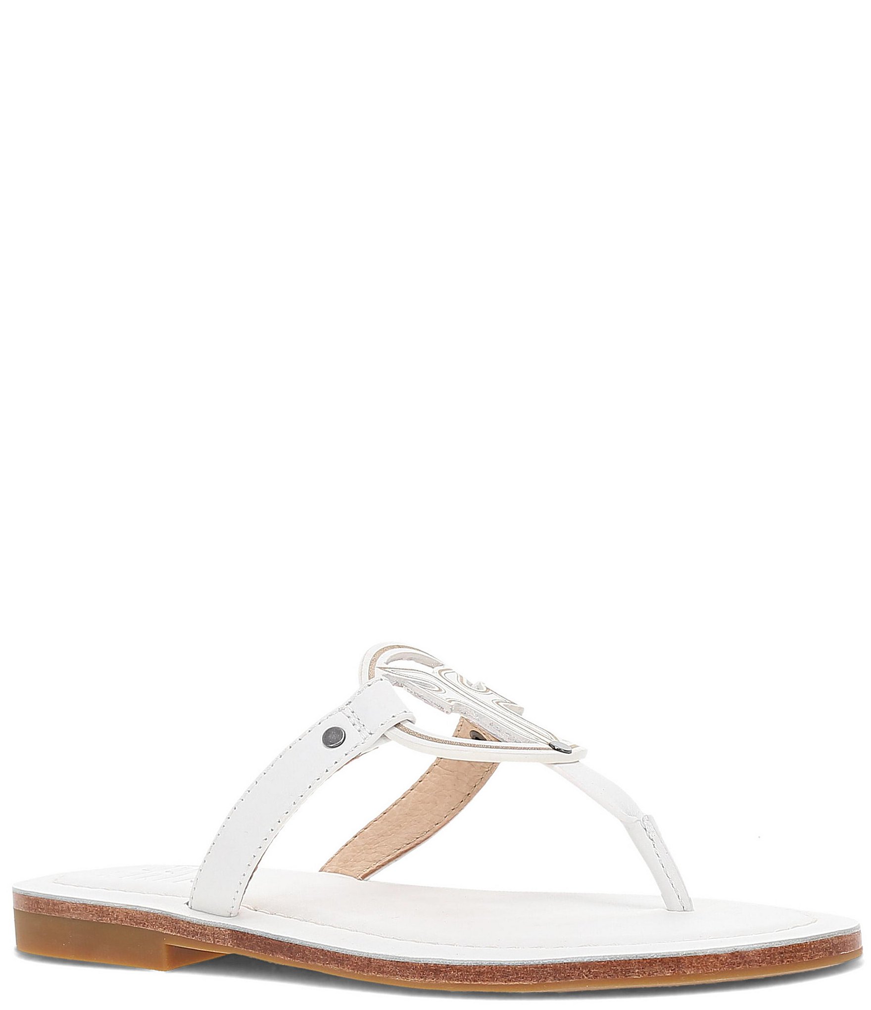 Frye Taylor Logo Leather Thong Slide Sandals | Dillard's