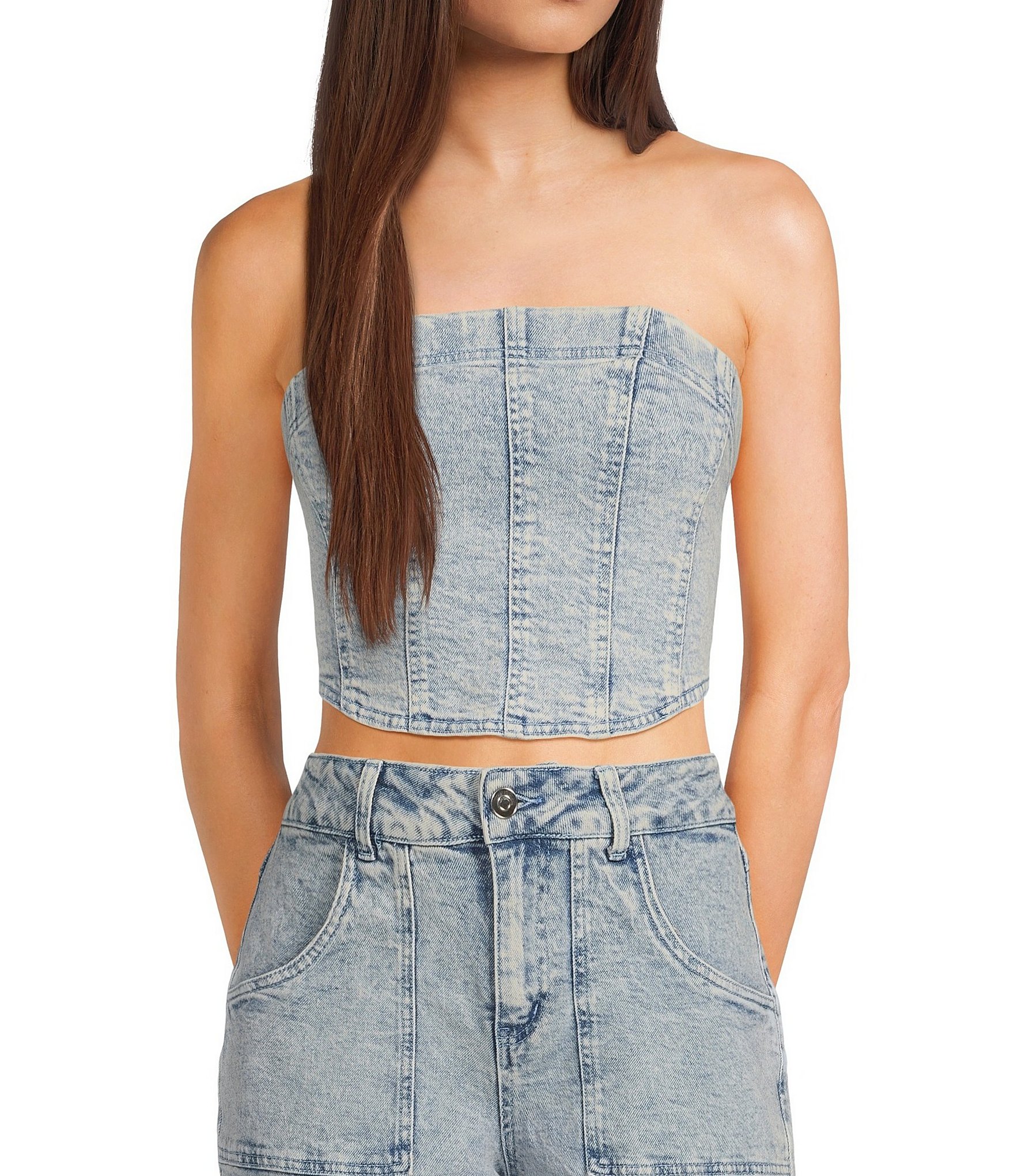 GB Strapless Denim Top | Dillard's