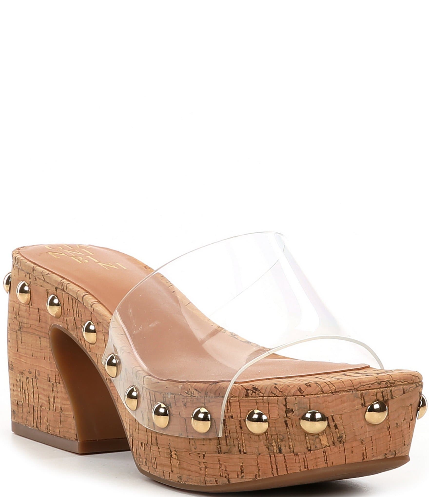 Gianni Bini Abbott Studded Clear Square Toe Platform Slide Sandals | Dillard's