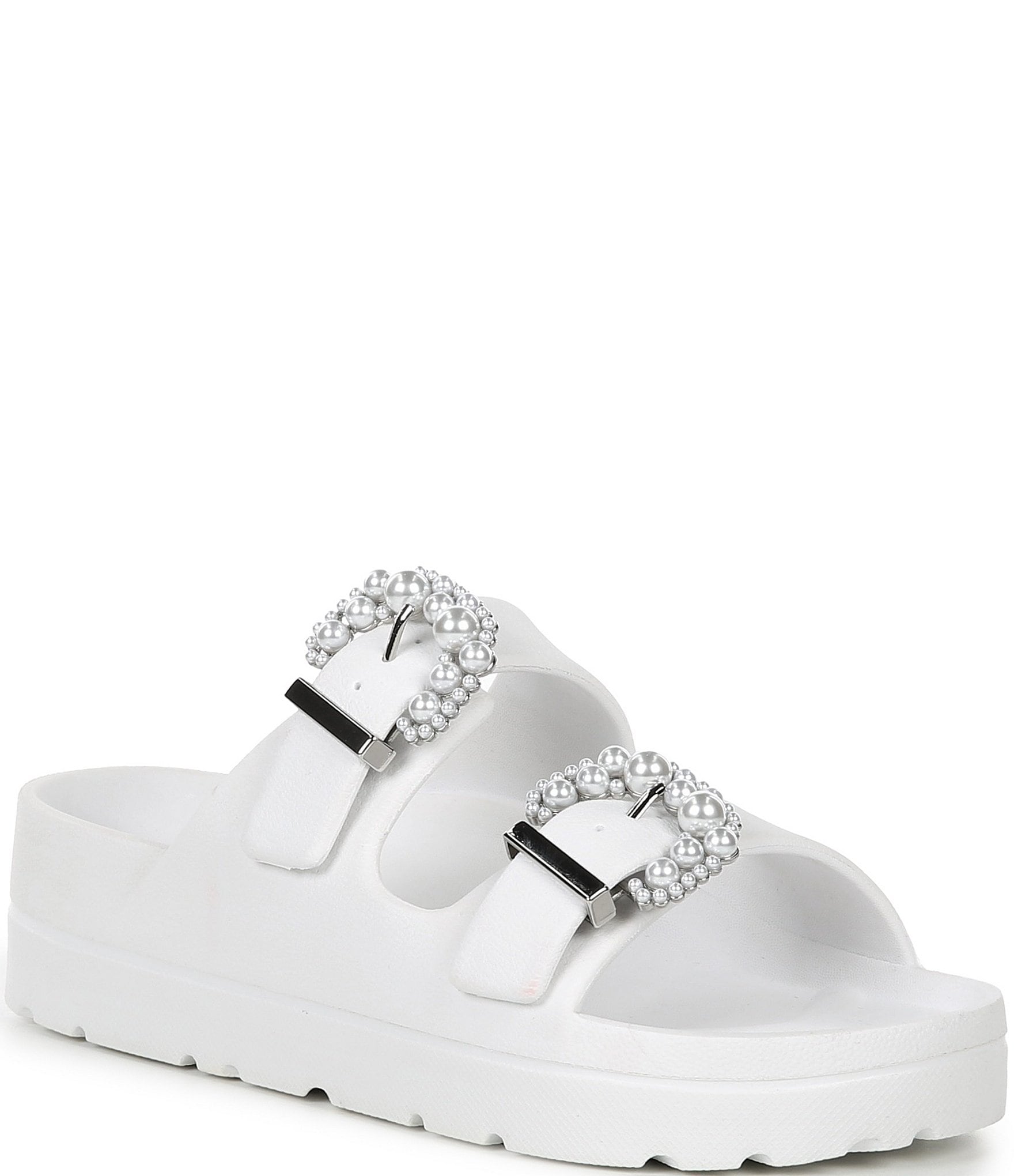 Gianni Bini Floatie Two Pearl Buckle Ornament EVA Pool Slide Sandals ...