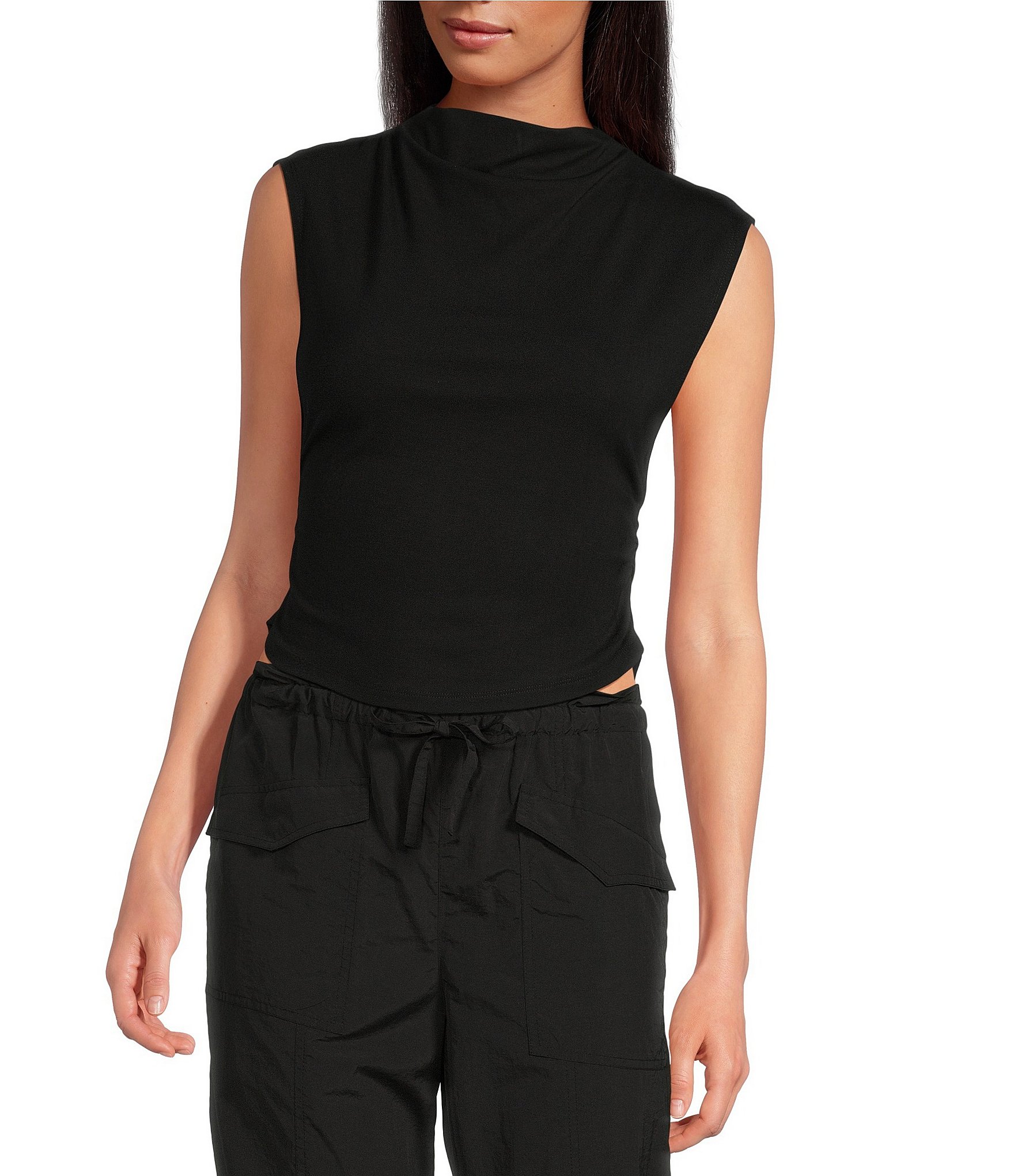 Gianni Bini Knit Mock Neck Cap Sleeve Crop Top | Dillard's