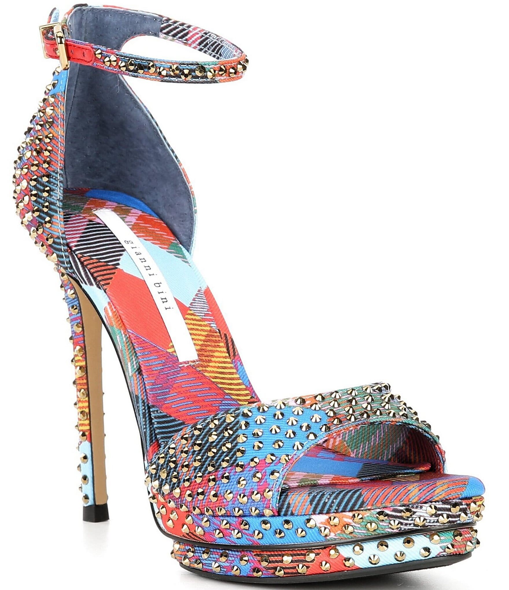 Gianni Bini Nessie Three Multicolored Plaid Rhinestone Platform Dress ...