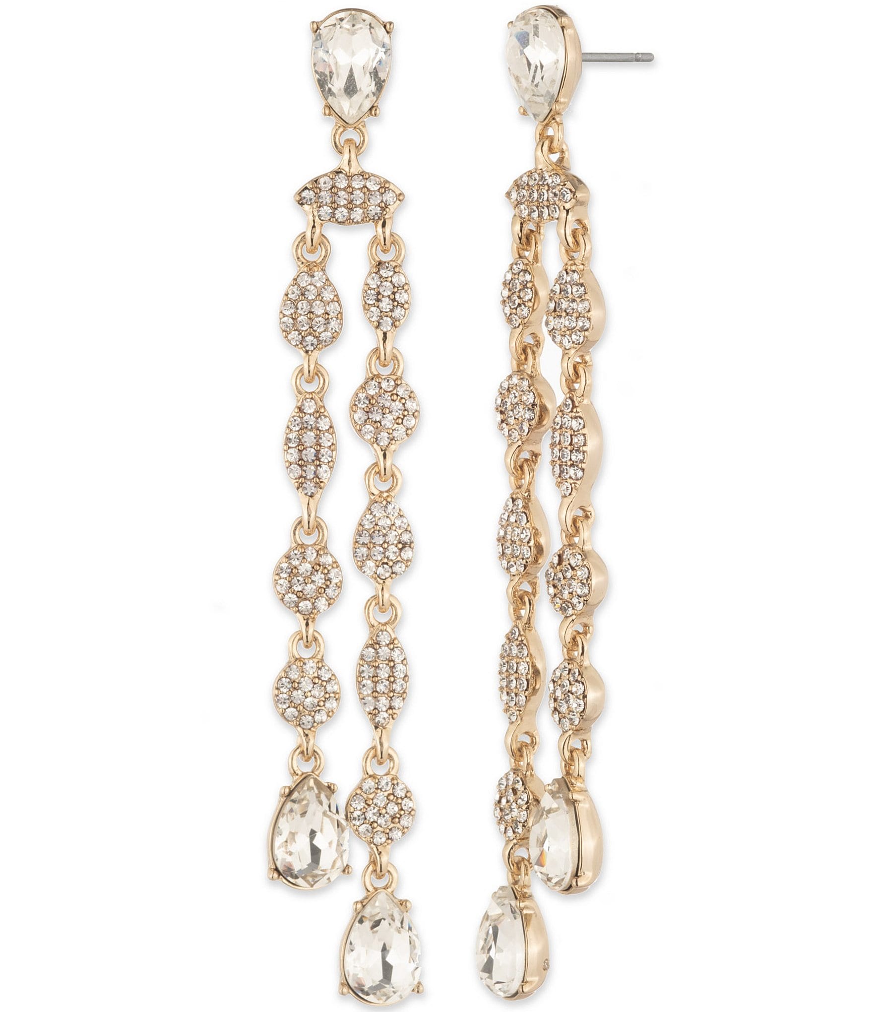 Givenchy Gold Tone Crystal Pave Pear Linear Earrings | Dillard's