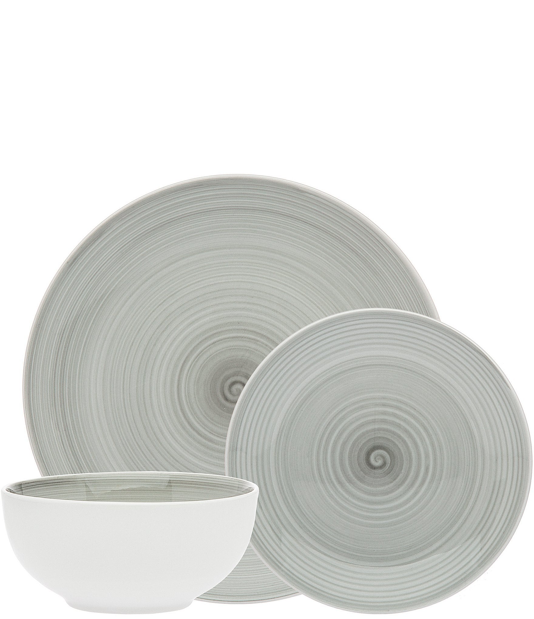 Godinger Spiral Grey Porcelain 12-Piece Dinnerware Set | Dillard's