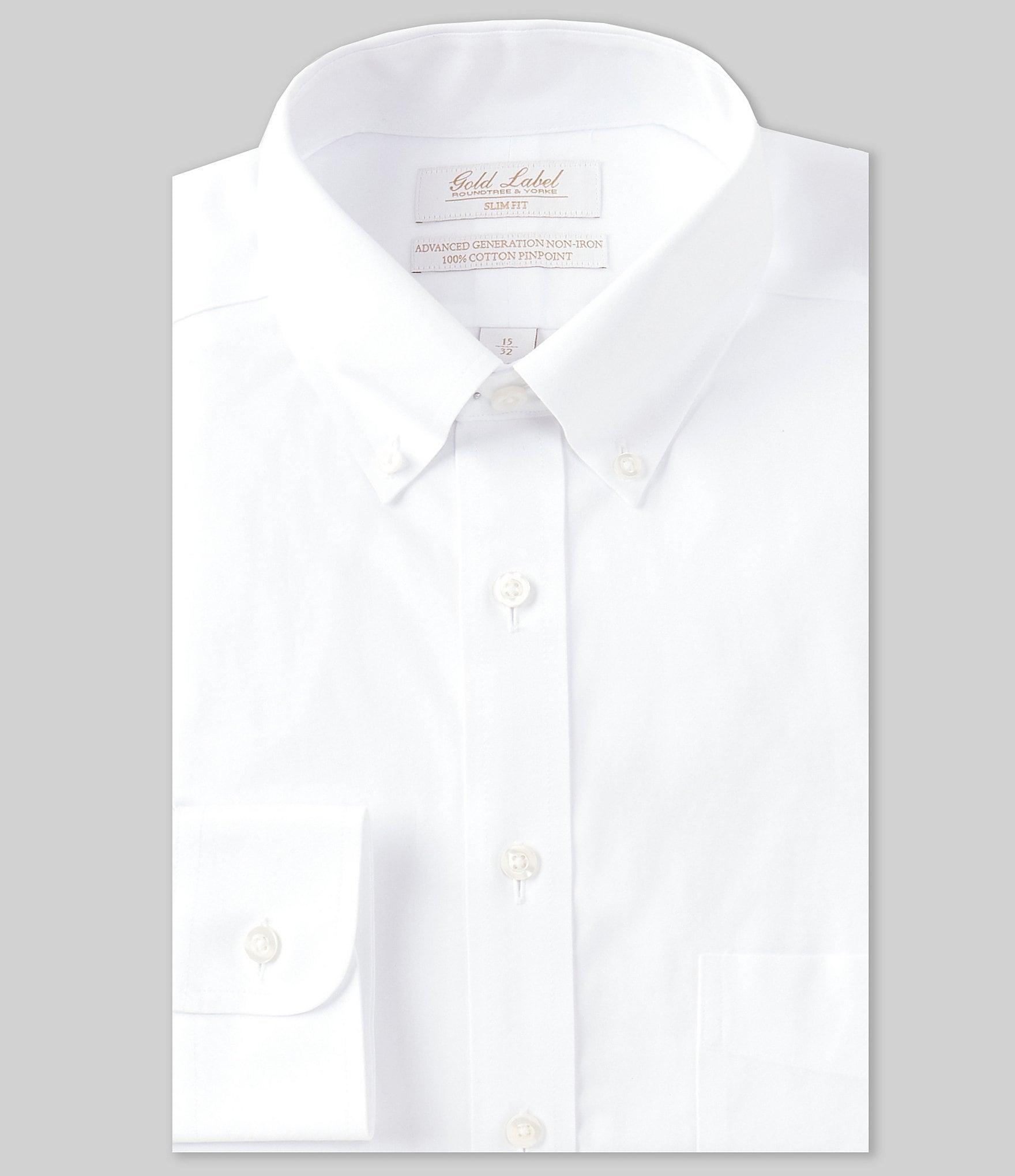 Gold Label Roundtree & Yorke Slim-Fit Non-Iron Button Down Collar Solid ...