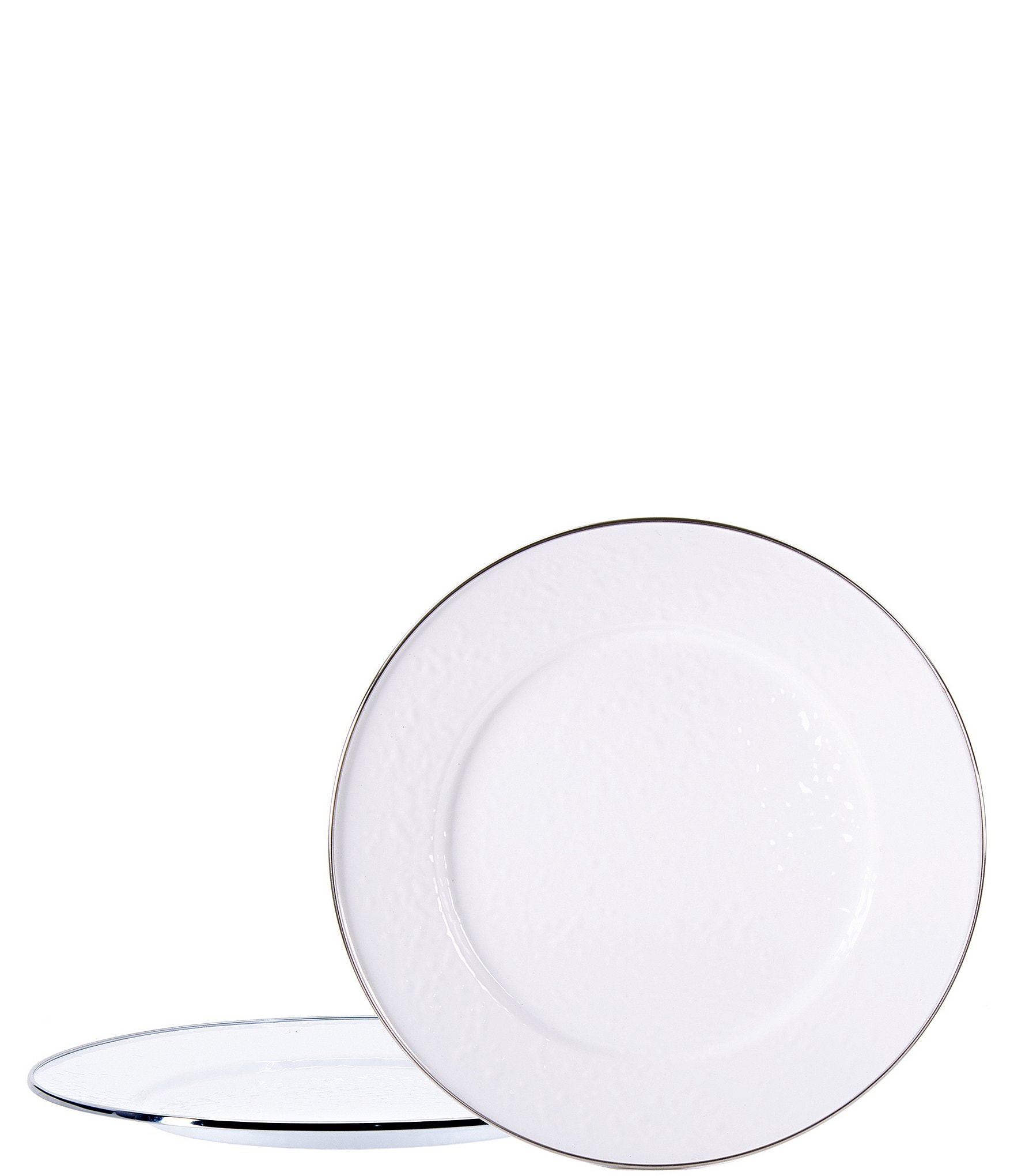 Golden Rabbit Enamelware Solid Texture White Charger Plates, Set of 2 ...