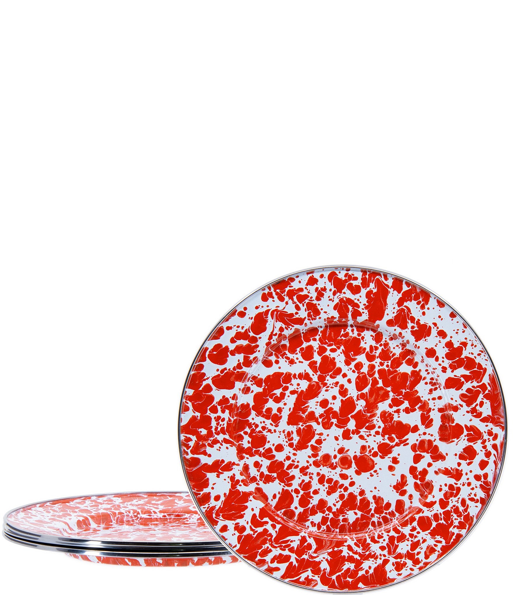 Golden Rabbit Enamelware Red Swirl Dinner Plates, Set of 4 | Dillard's