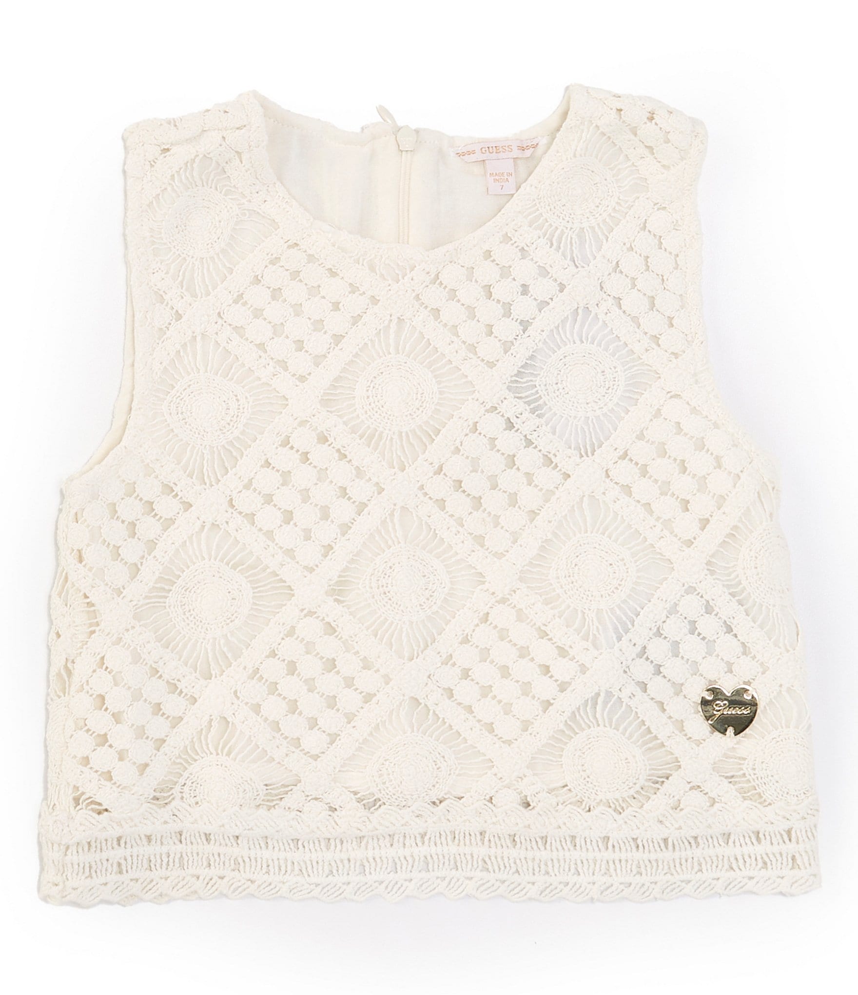 Guess Big Girls 7 16 Sleeveless Crochet Lace Crop Top Dillards