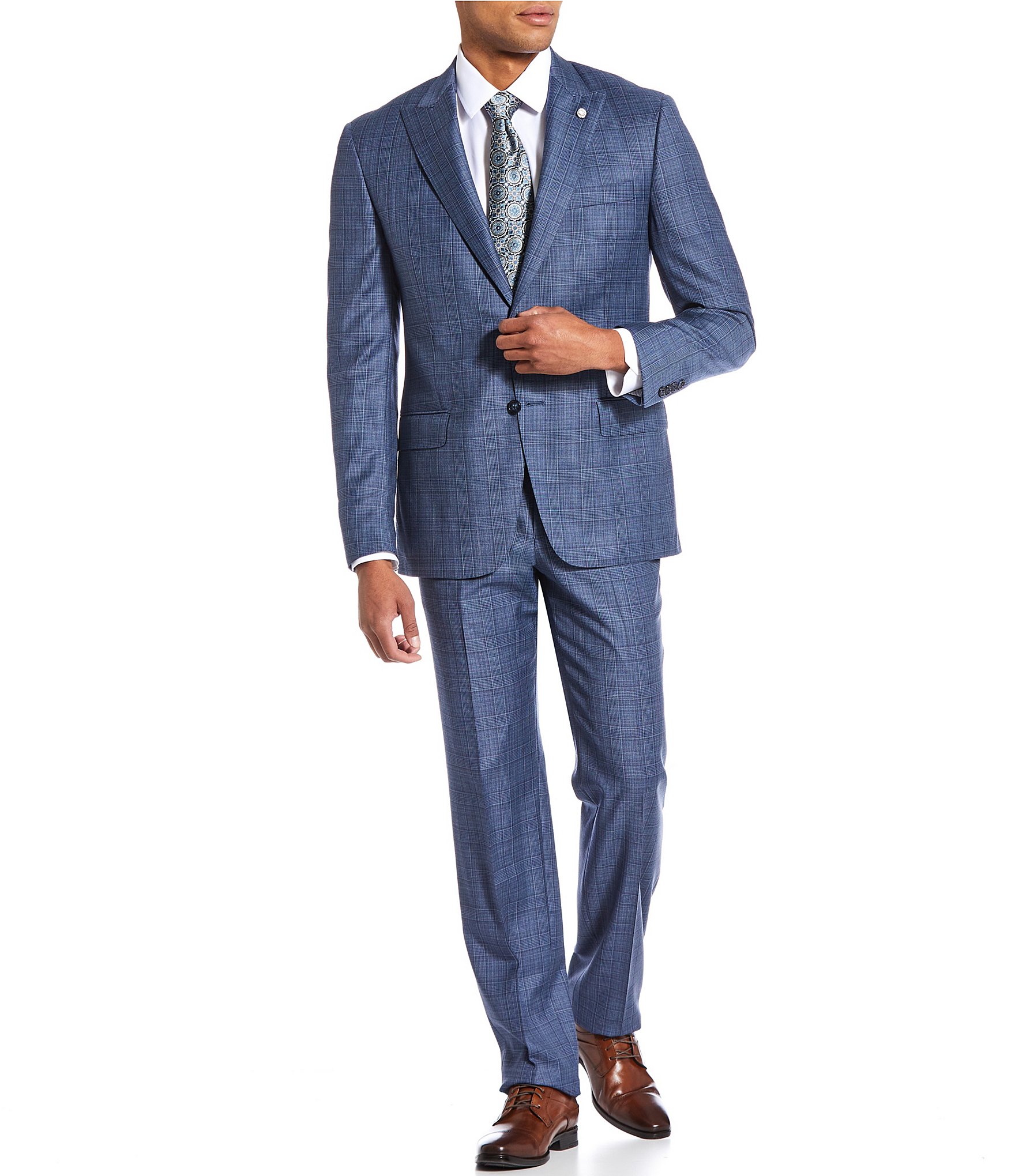 Hart Schaffner Marx New York Modern Fit Flat Front Plaid Print 2-Piece ...