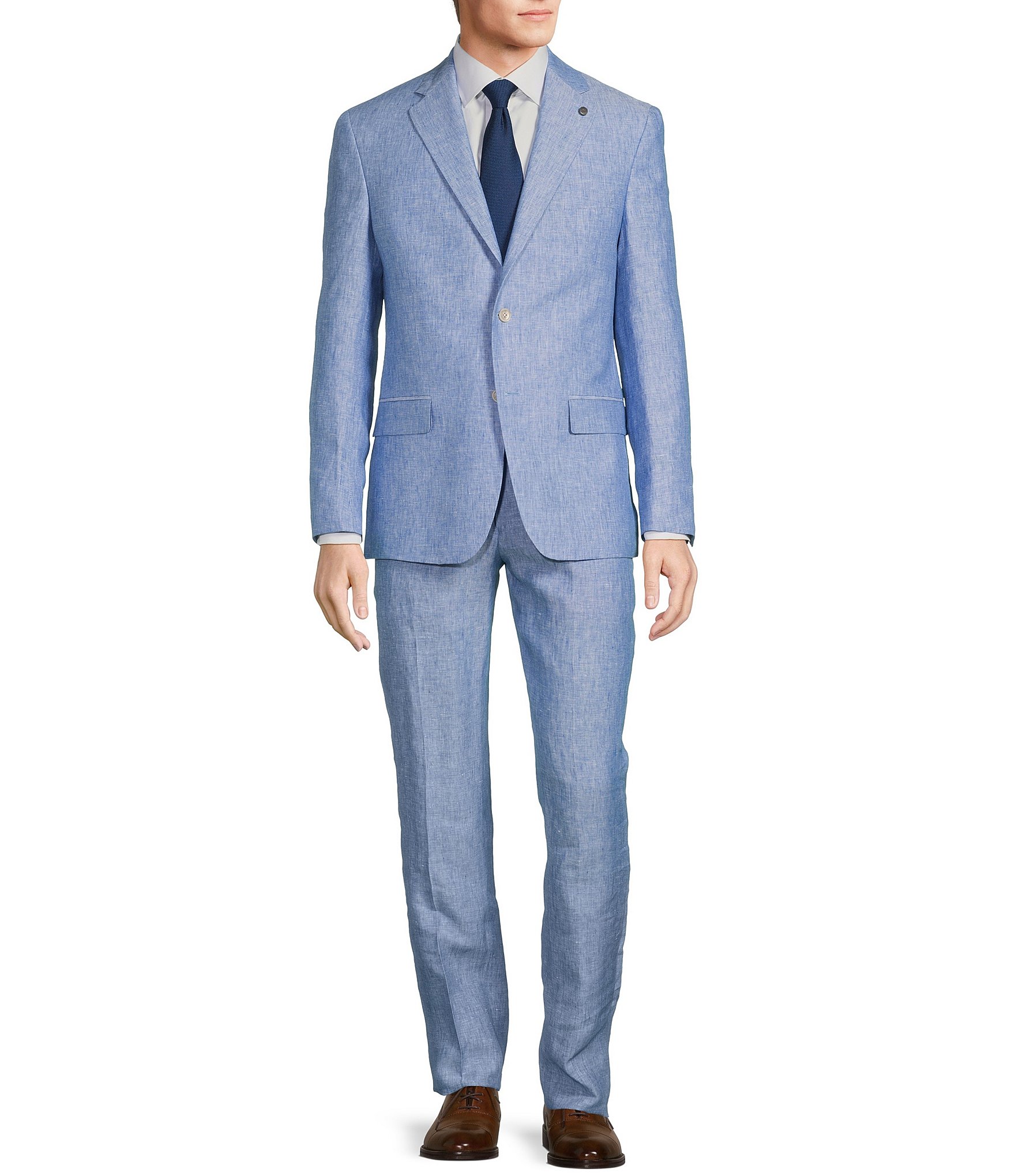 Hart Schaffner Marx New York Modern Fit Flat Front Solid 2-Piece Linen ...