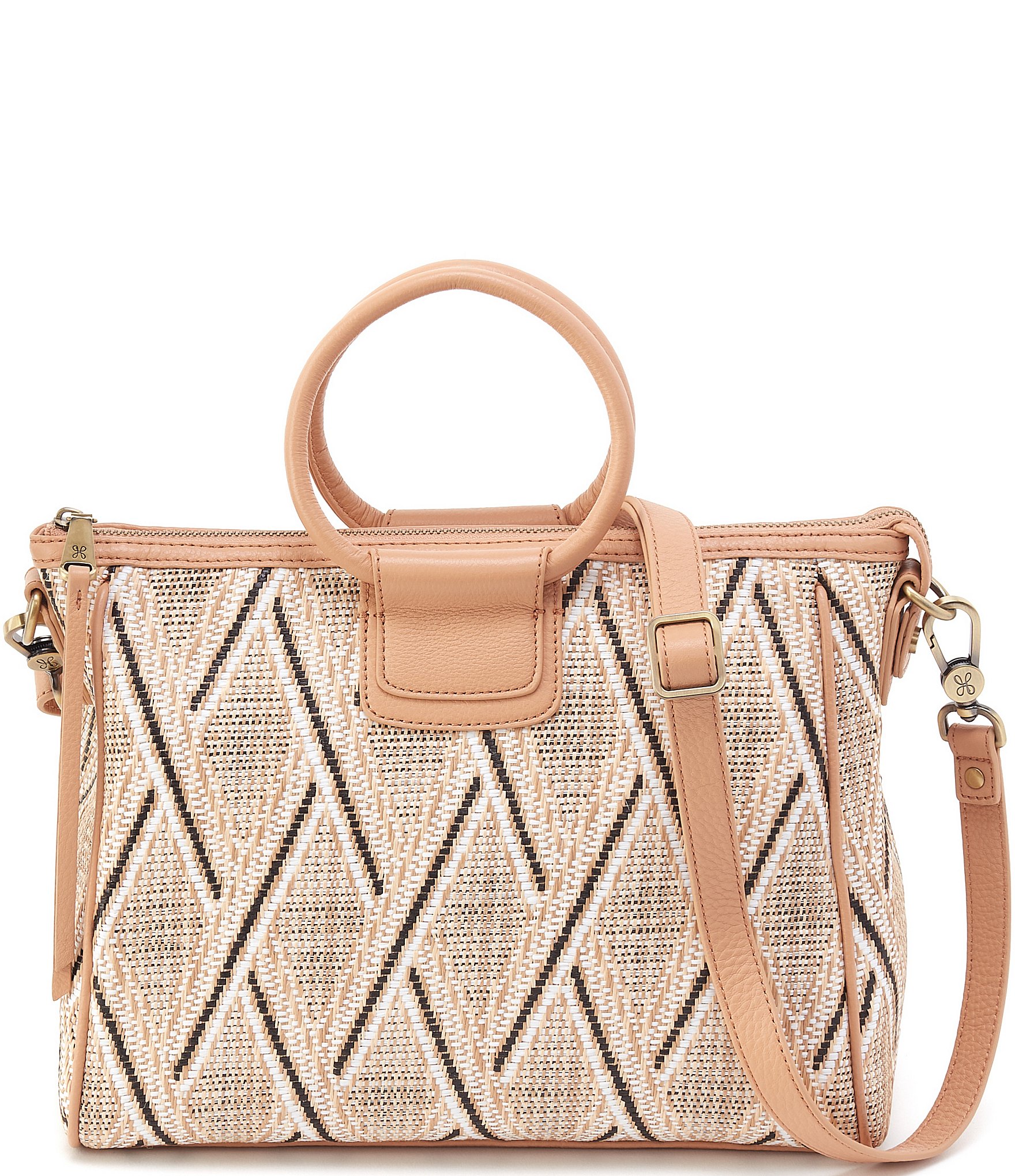 HOBO Sheila Cream Raffia Contrast Trim Medium Satchel Bag | Dillard's