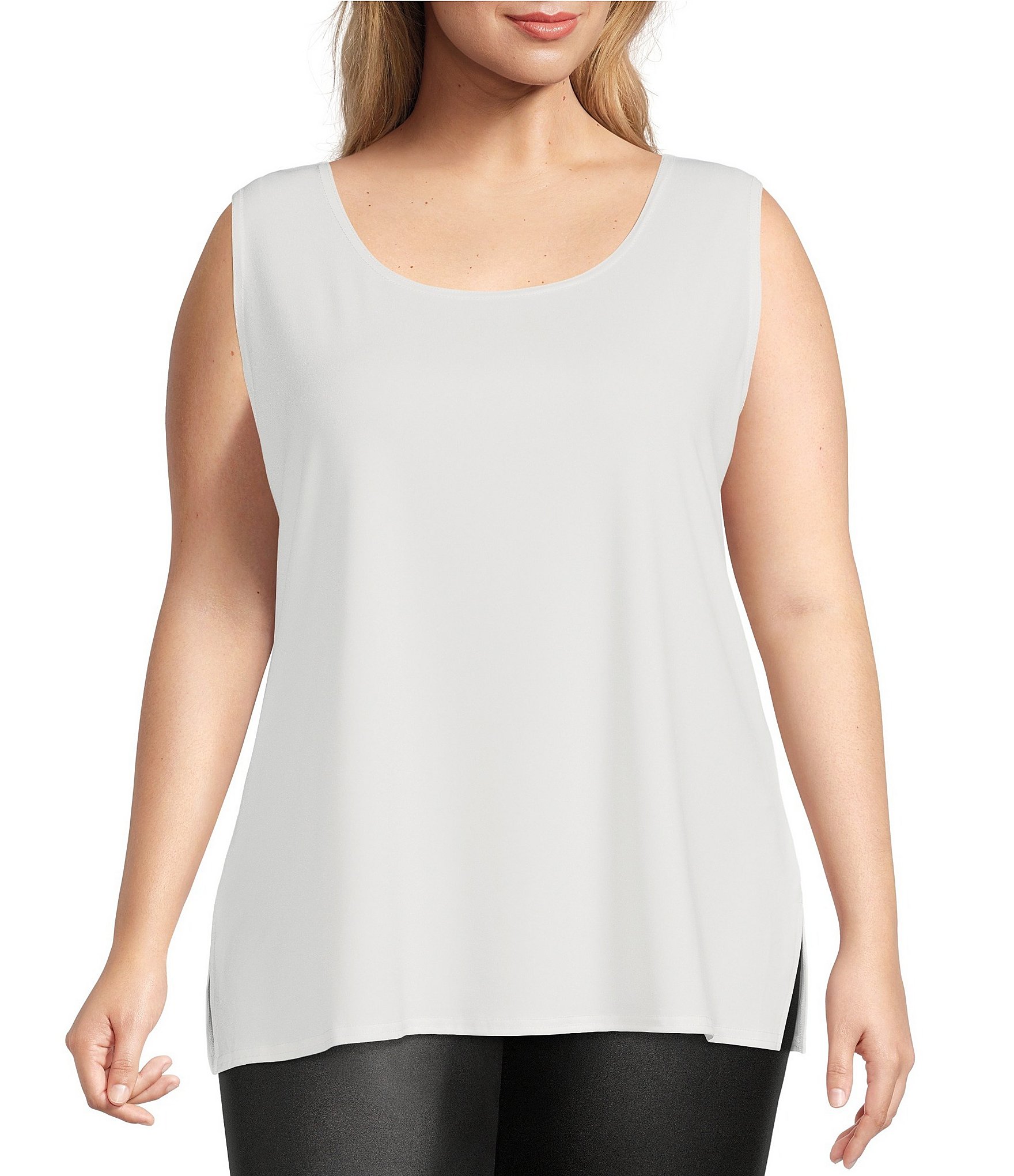 IC Collection Plus Size Knit Jersey Scoop Neck Sleeveless Layering Tank ...