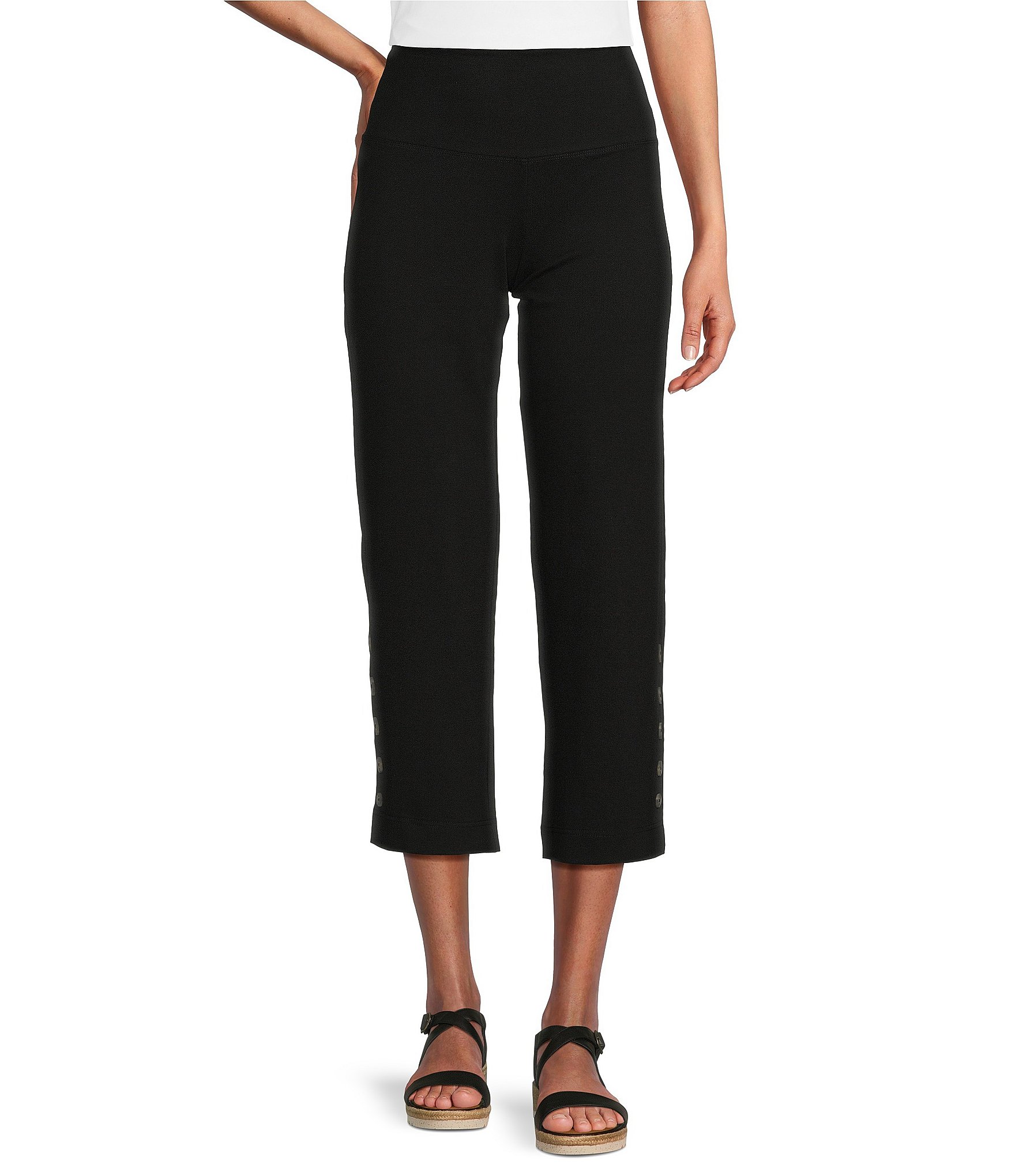 Intro Aimee Side Button Trim Tummy Control Pull-On Capri Pants | Dillard's