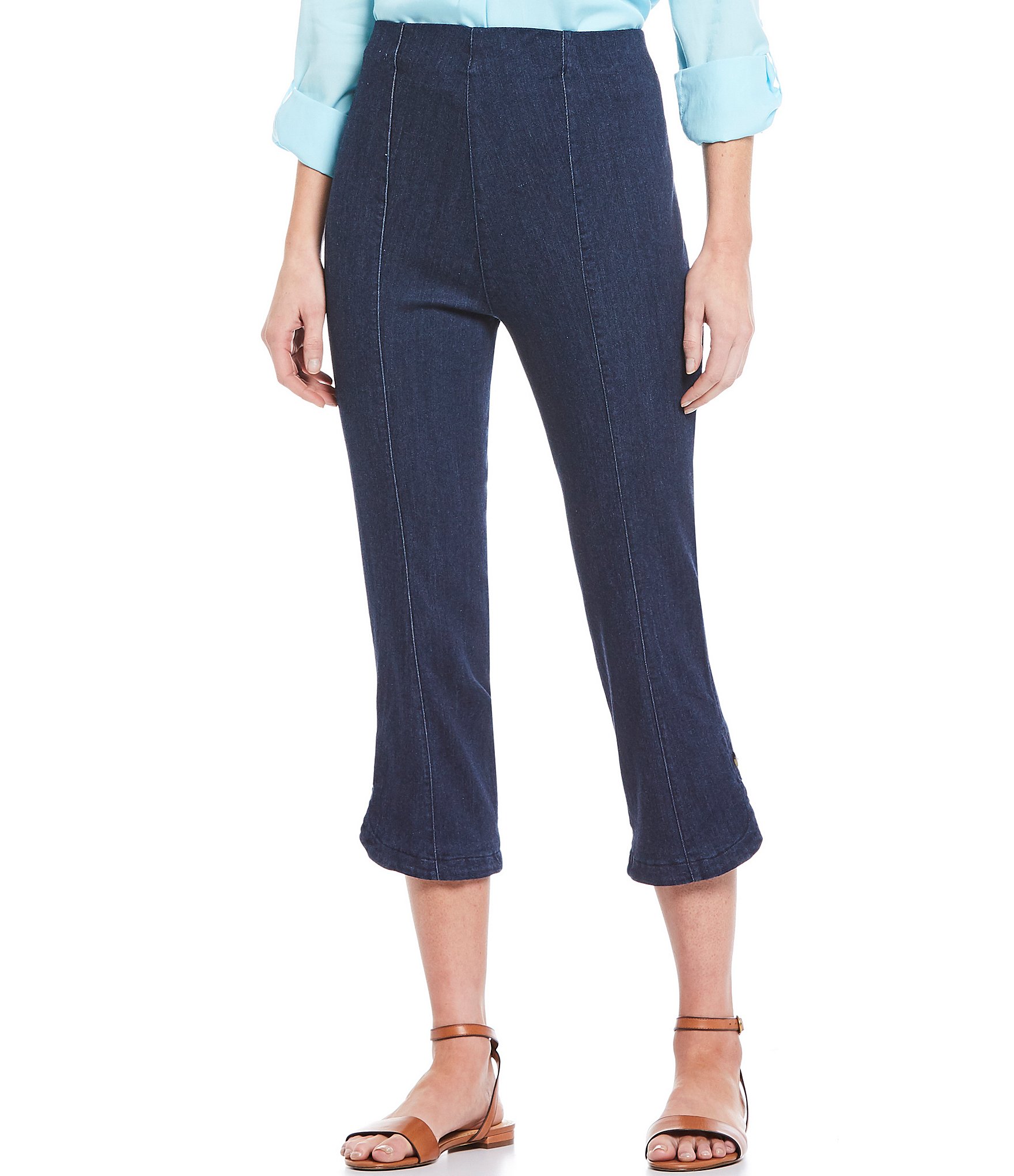 Intro Pull-On Curved Hem Elastic Waist Mid Rise Capri Pants | Dillard's