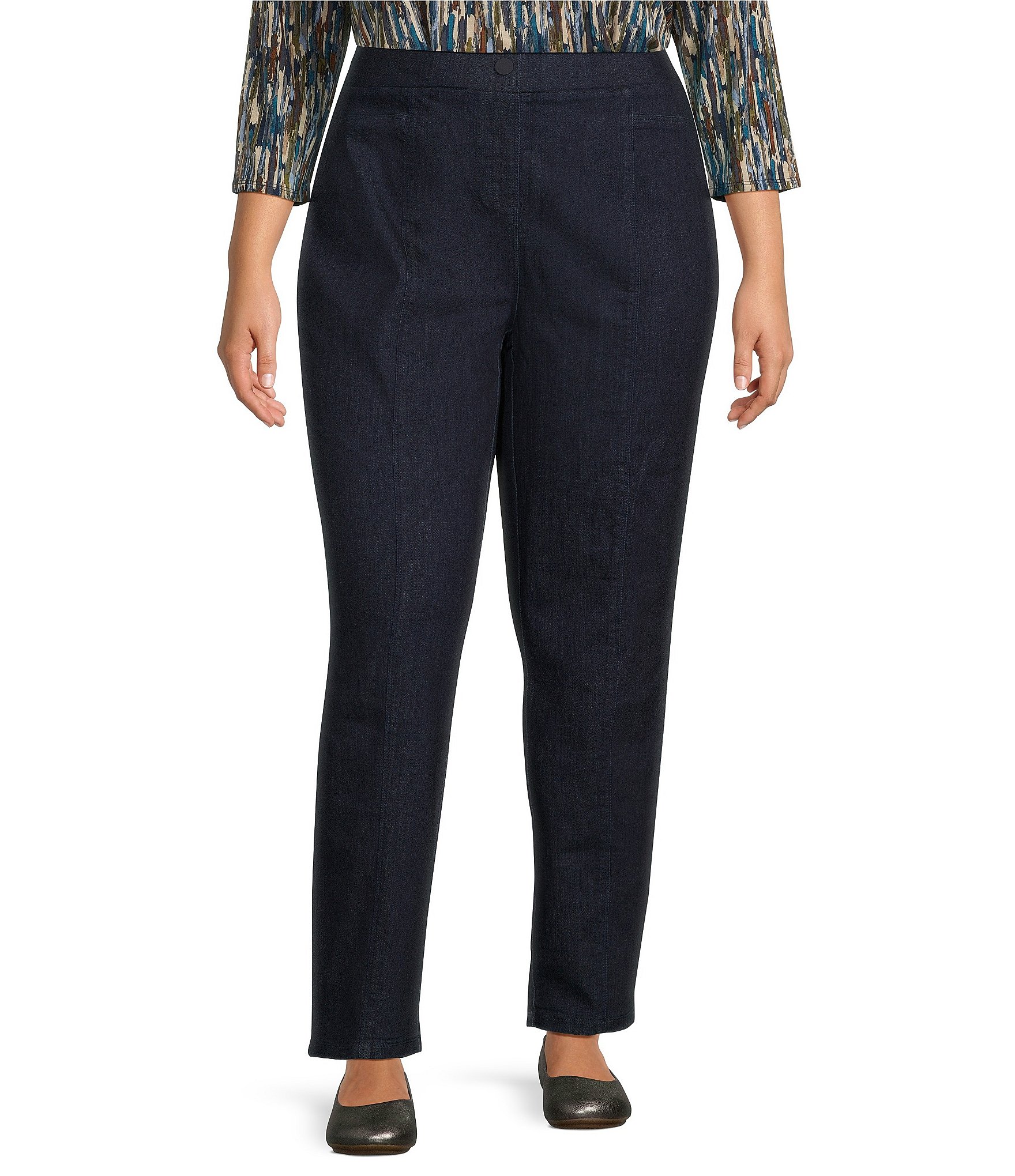 Intro Plus Size Bella Straight Leg Pull-On Denim Pants | Dillard's