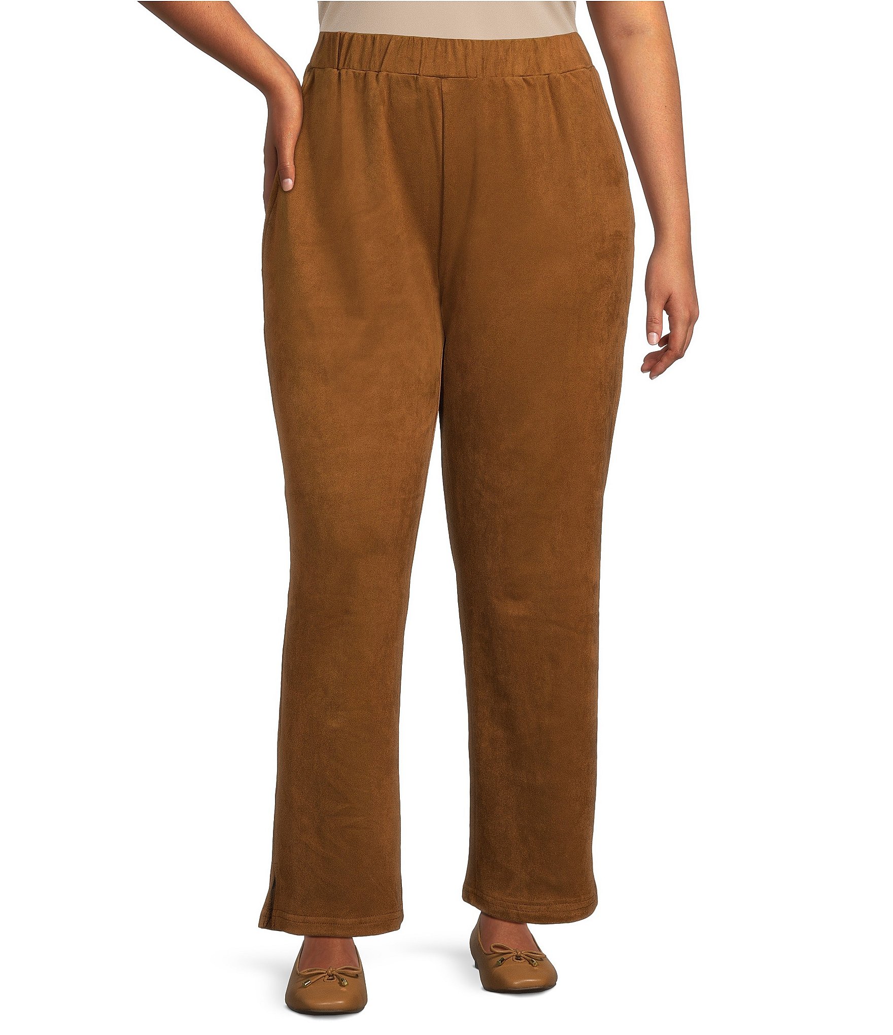 Intro Plus Size Blair Suede Knit Pull-On Pants | Dillard's