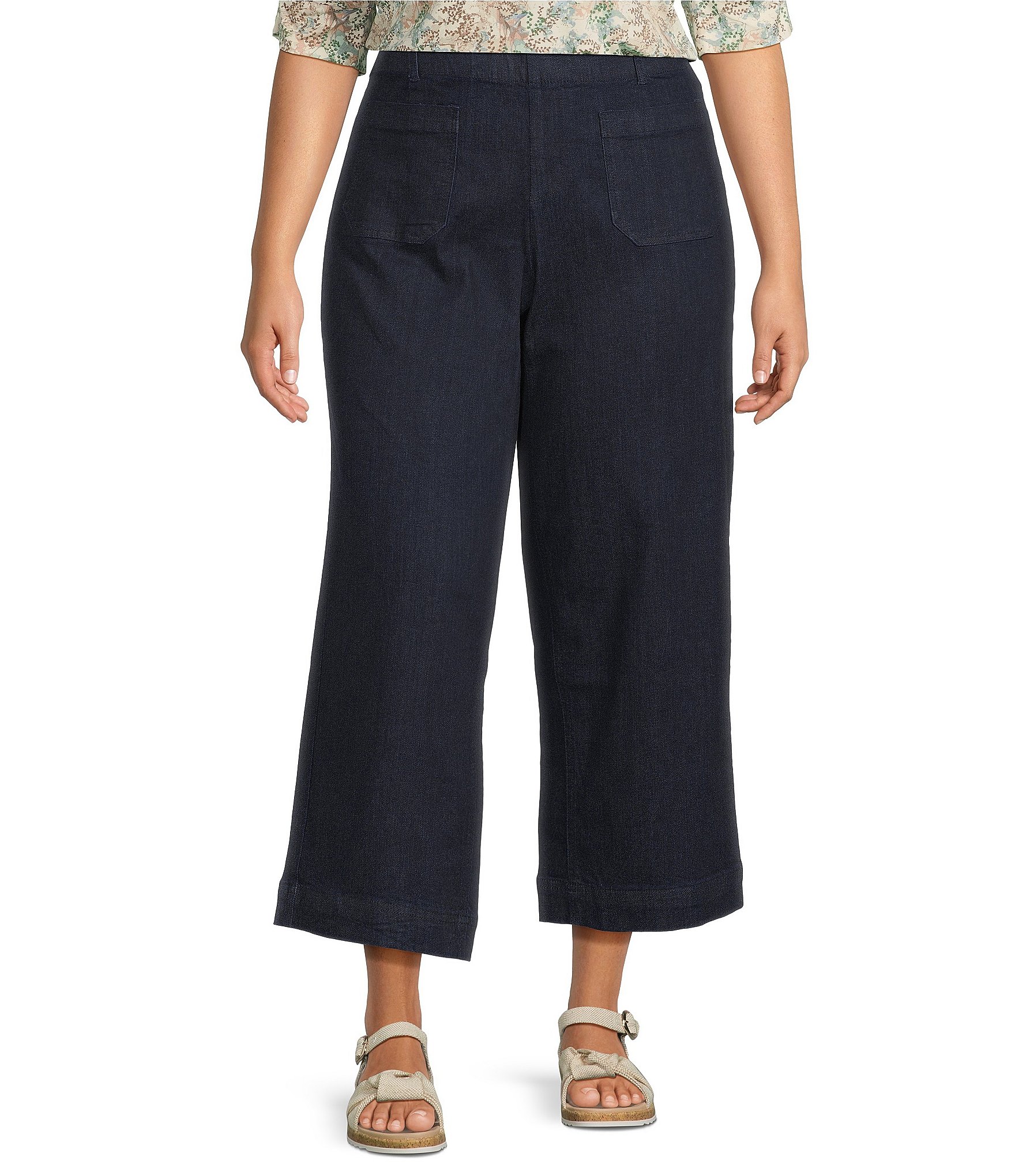 Intro Plus Size Mae Relaxed Pull-On Crop Pants | Dillard's