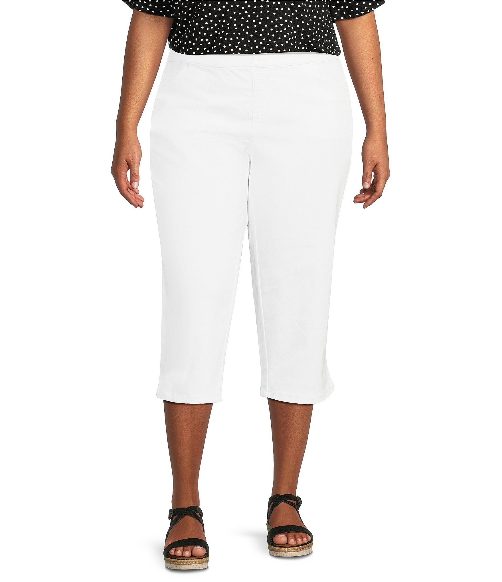 Intro Plus Size Stretch Pull-On Capri Pants | Dillard's