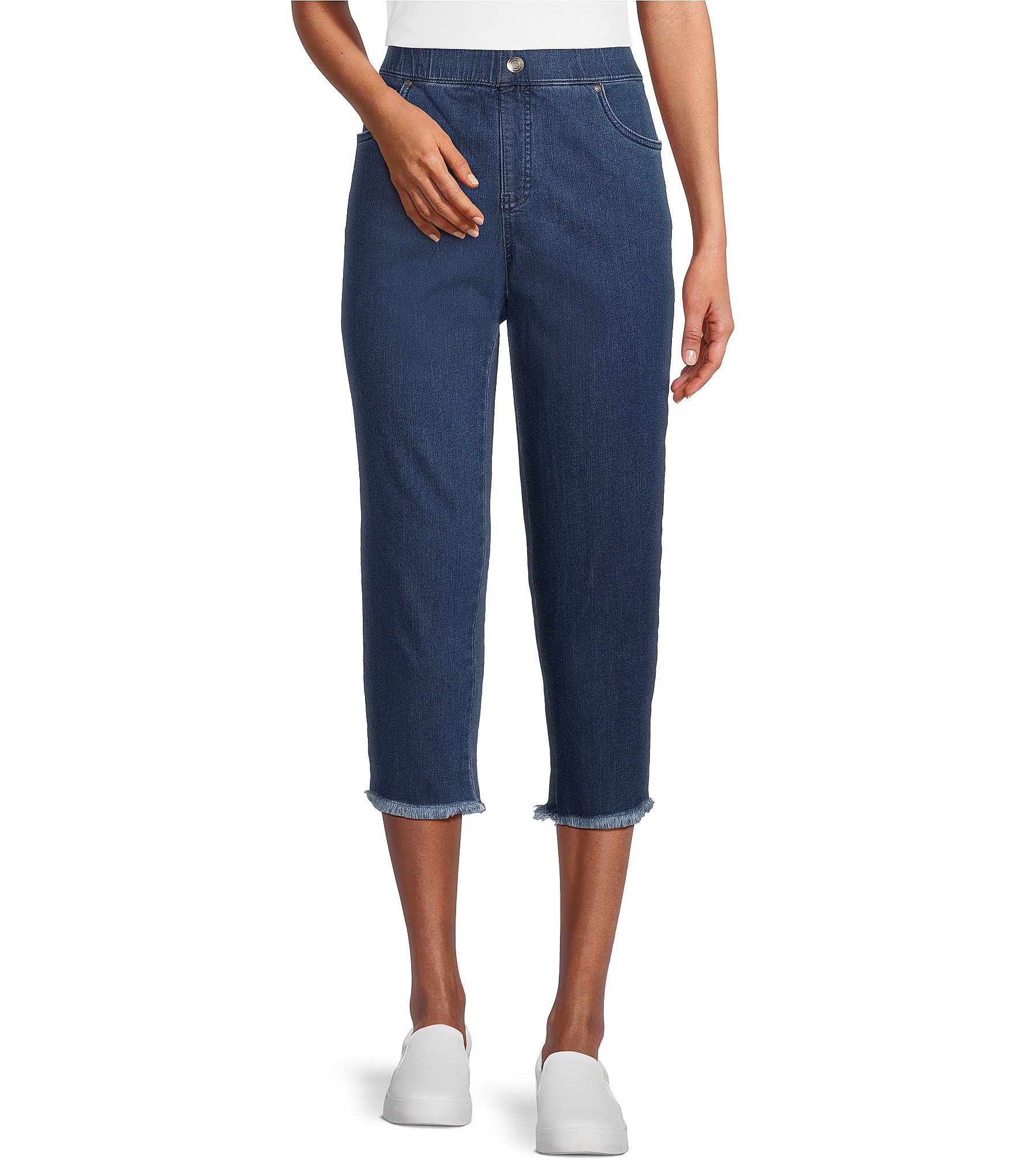 Intro Straight Slim Leg Frayed Hem Capri Pull-On Pants | Dillard's