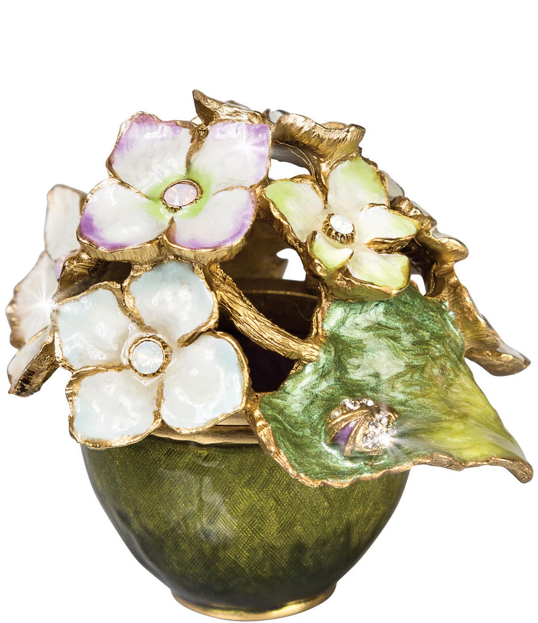 Jay Strongwater Carla Hydrangea Meadow Small Covered Trinket Box ...