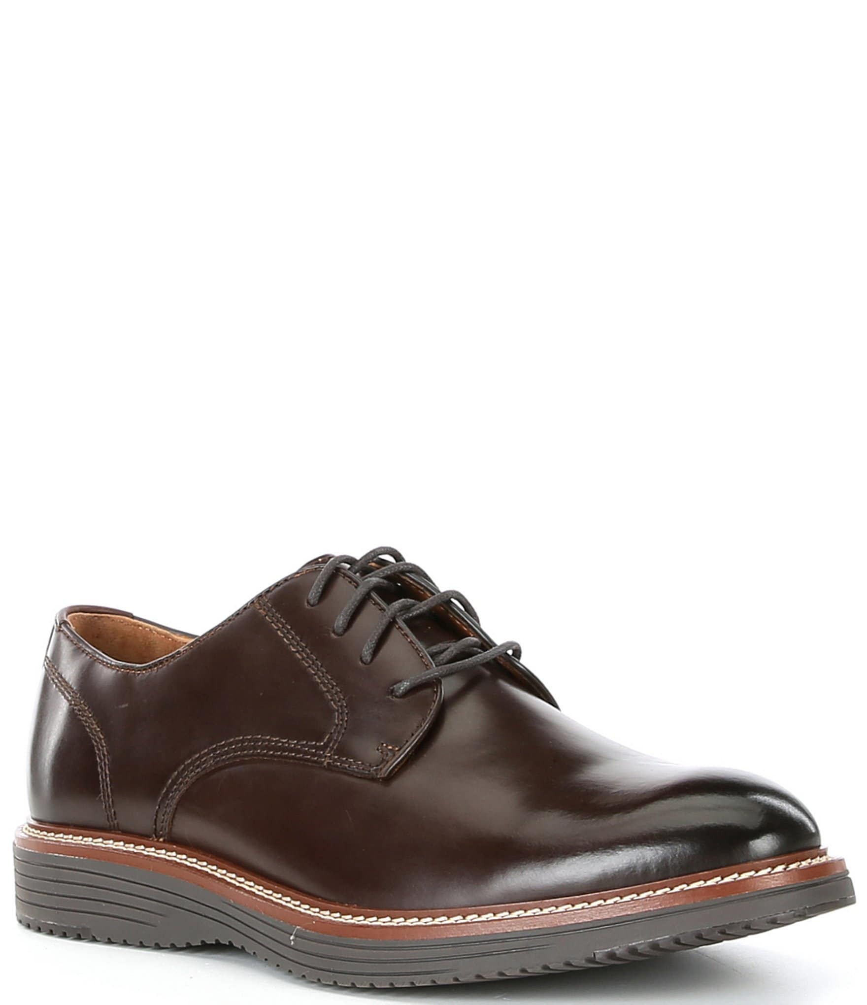 Johnston & Murphy Men's Upton Oiled Leather Plain Toe Leather Oxfords ...