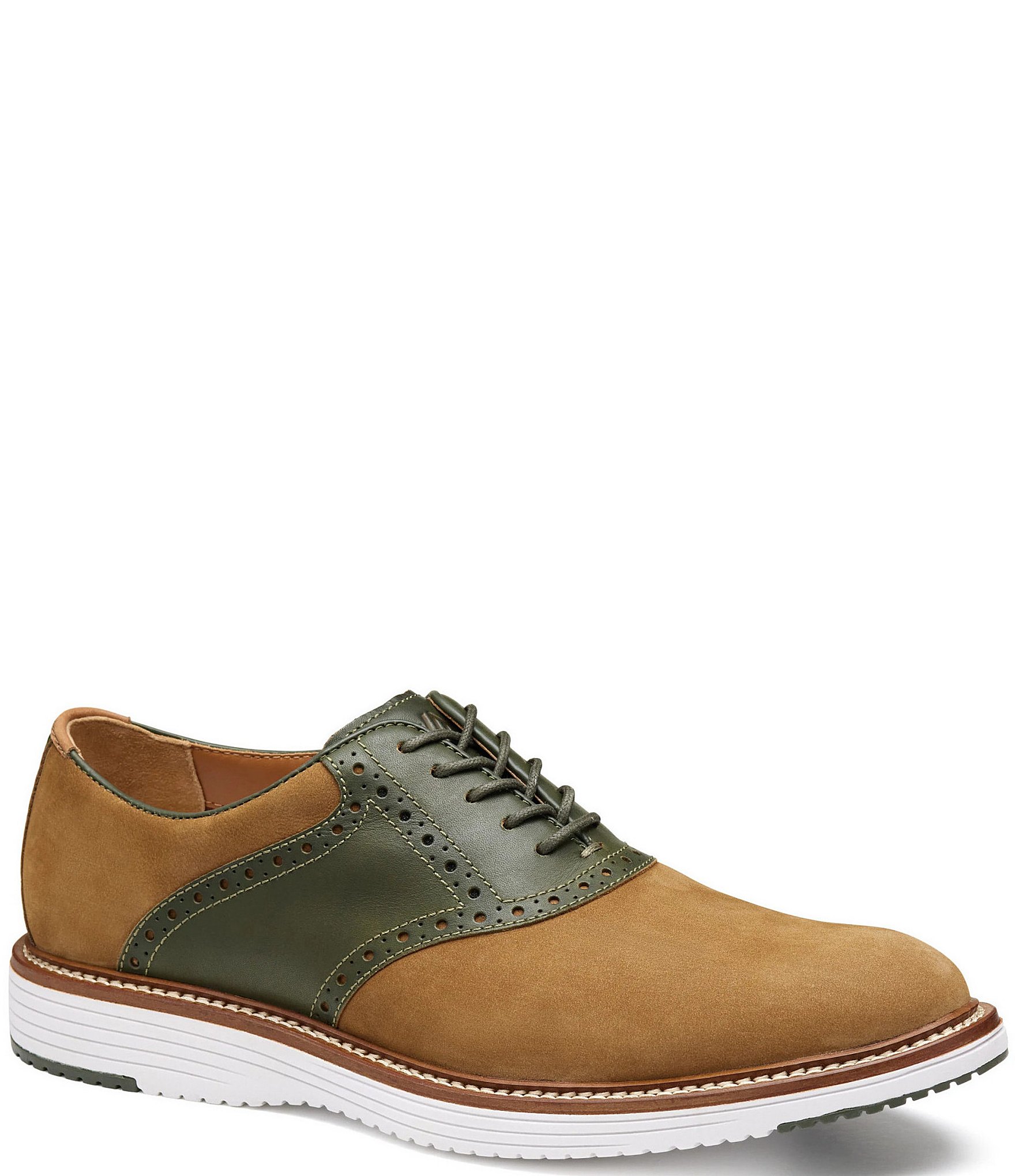 Johnston & Murphy Men's Upton Nubuck Saddle Brogue Detail Oxfords ...