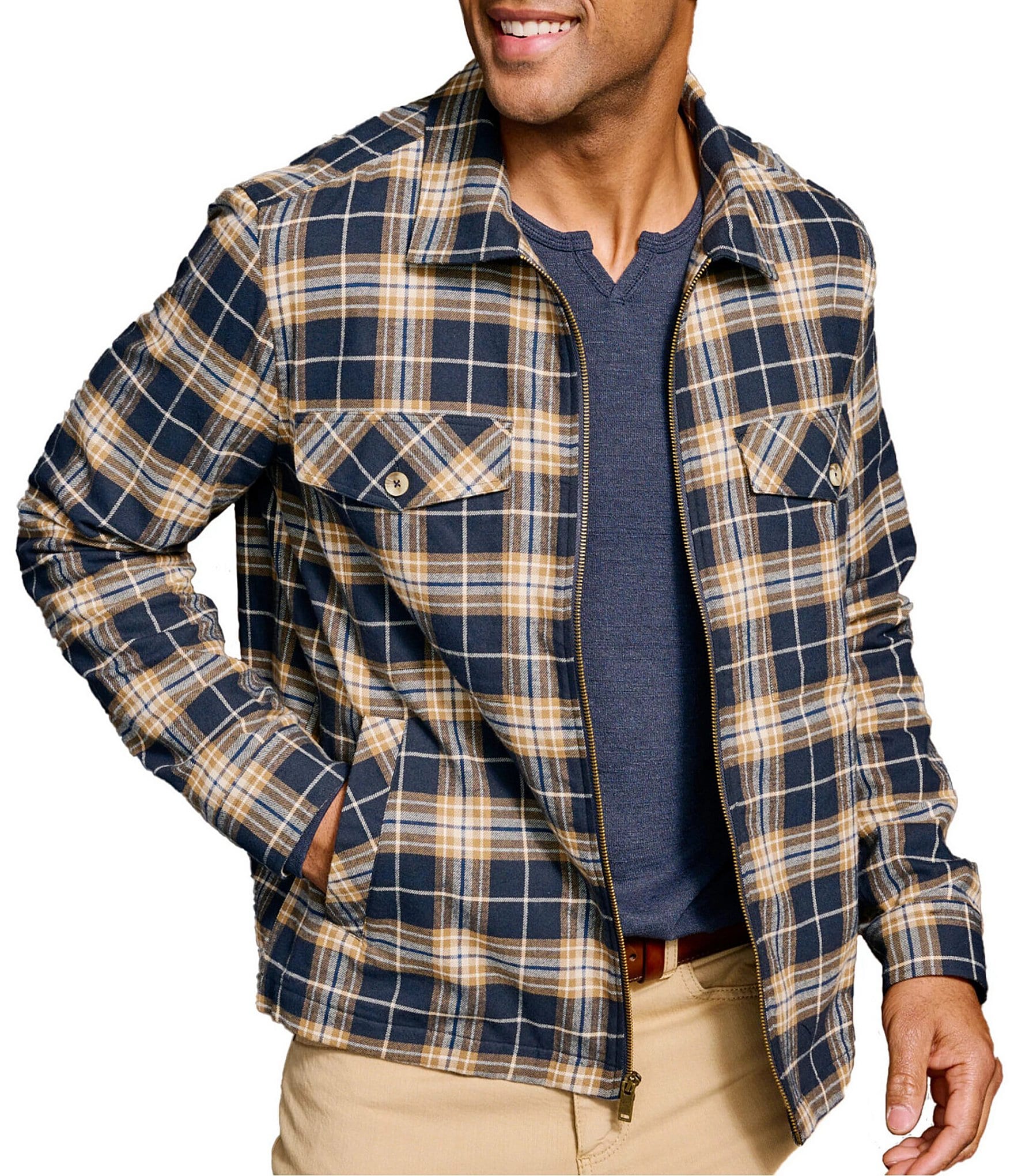 Johnston & Murphy Plaid Zip Shirt Jacket | Dillard's