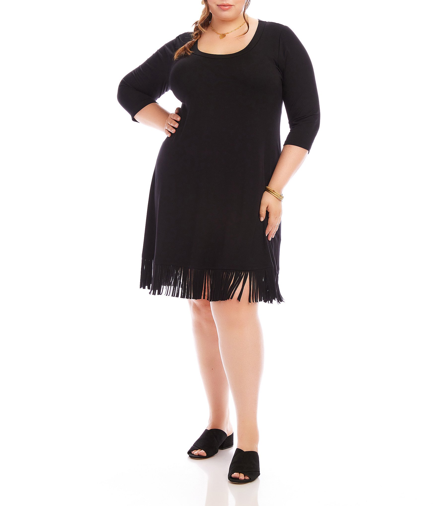 Karen Kane Plus Size Knit Jersey Scoop Neck 3/4 Sleeve Karen Kane Plus Size Knit Jersey Scoop Neck 3/4 Sleeve