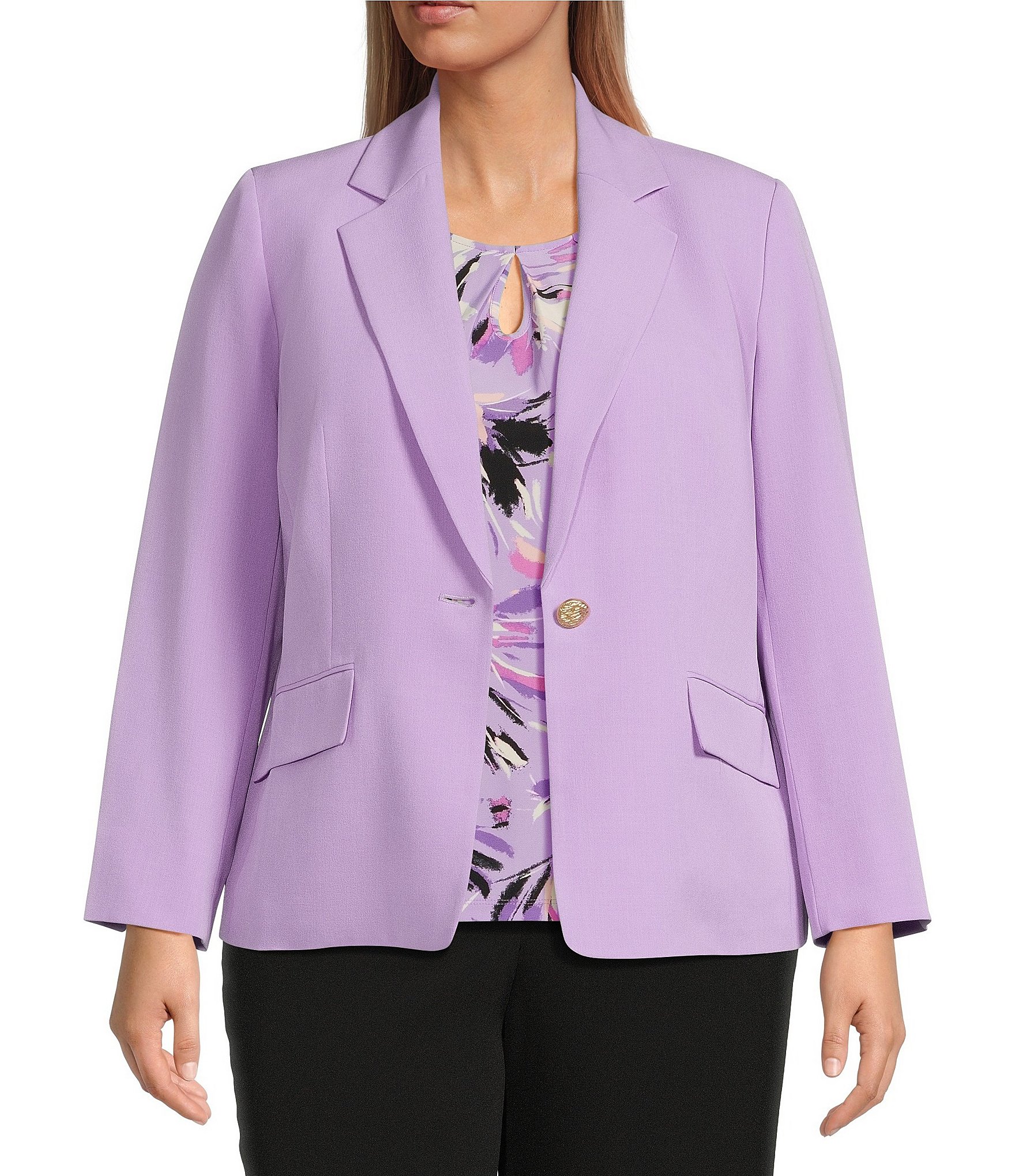 Kasper Plus Size Notch Collar Crepe Blazer | Dillard's