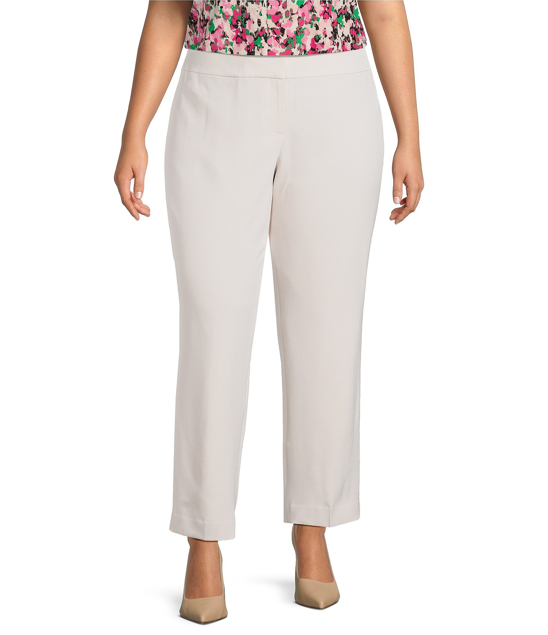 Kasper Plus Size Slim Crepe Crop Pants | Dillard's