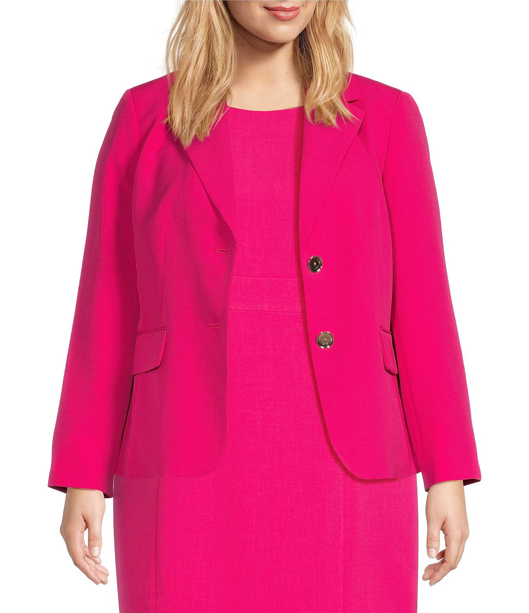 Kasper Plus Size Stretch Crepe Notch Collar 2-Button Jacket | Dillard's