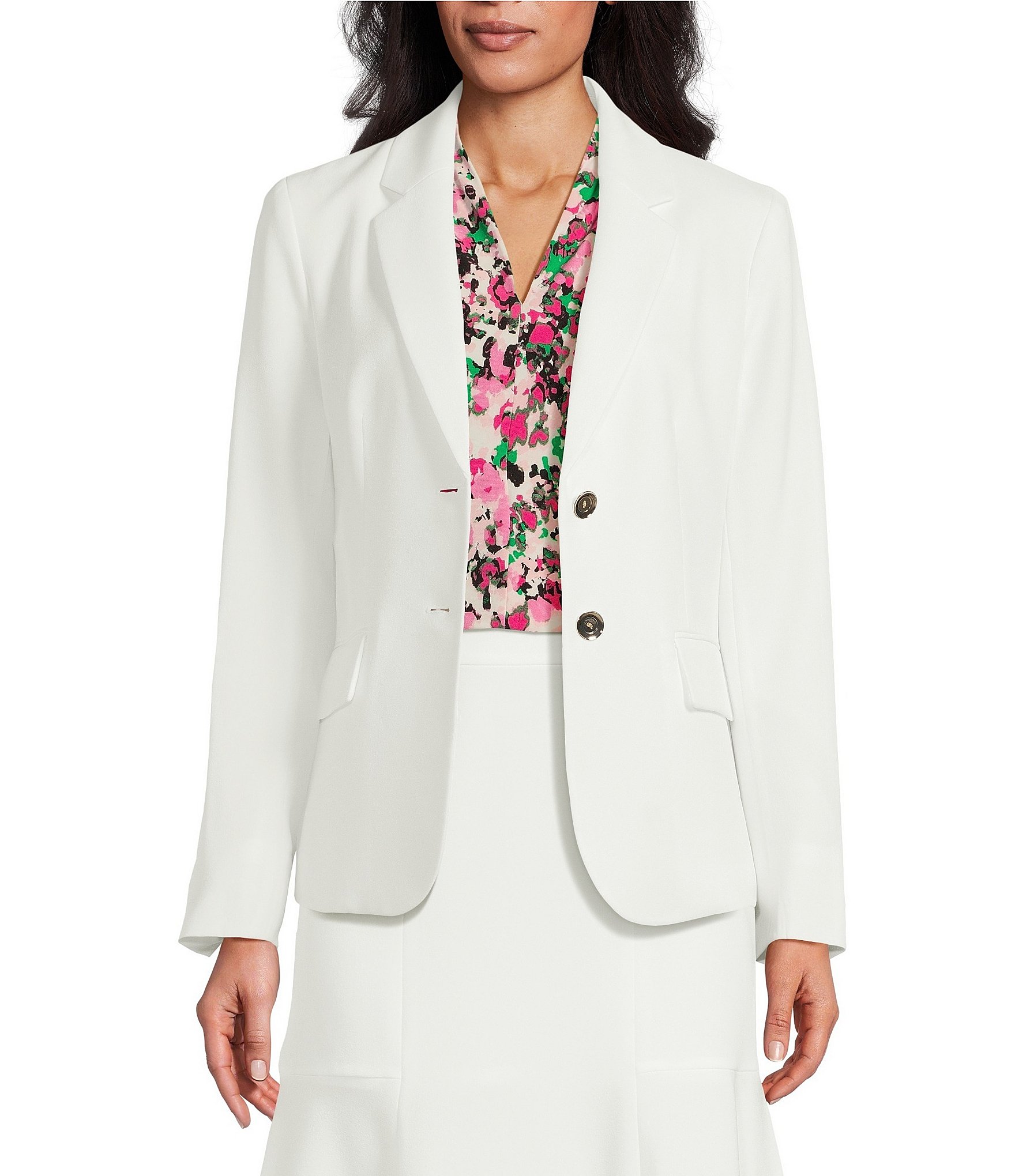 Kasper Stretch Crepe Notch Collar 2-Button Jacket | Dillard's