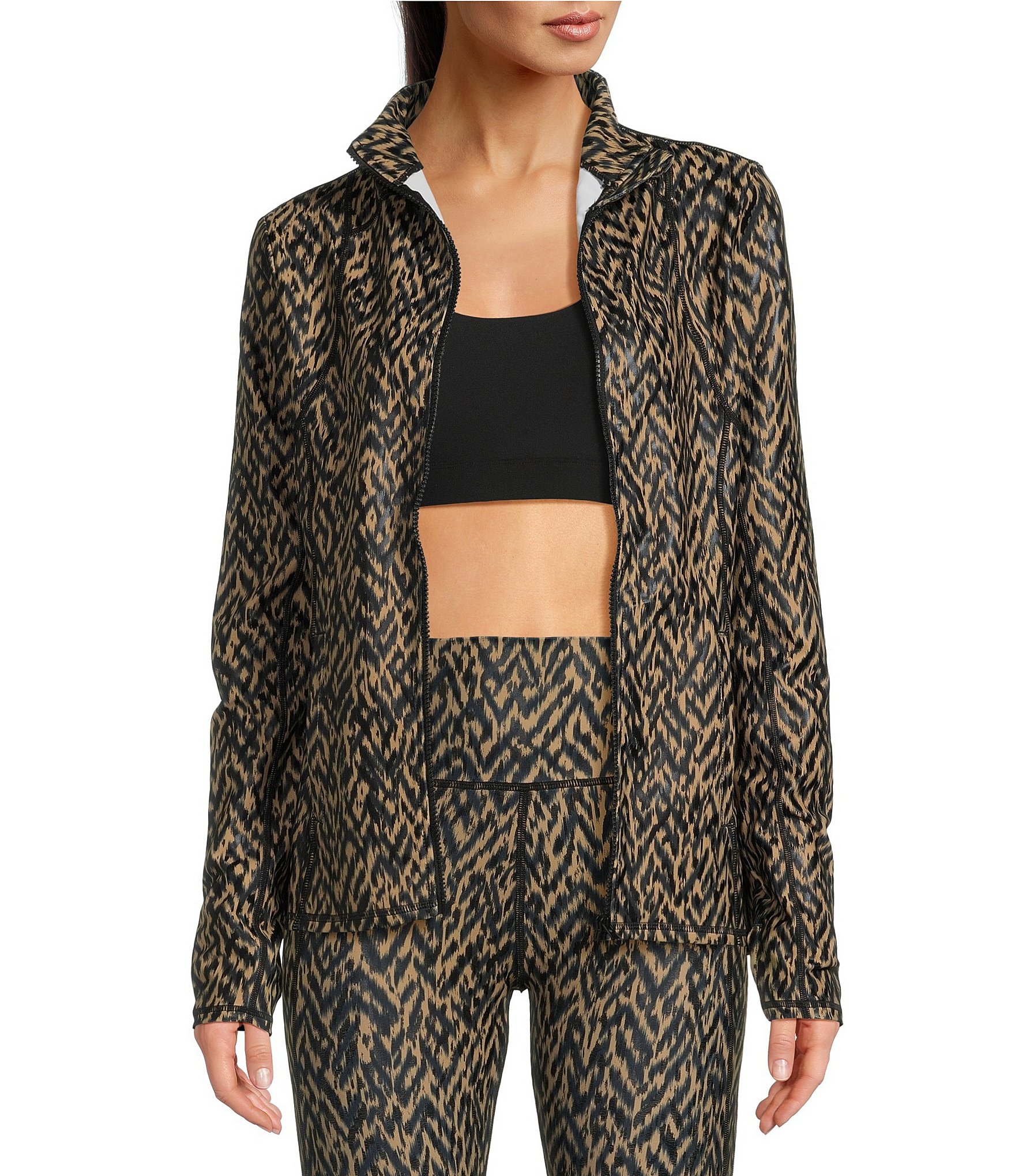 Kinesis Performance Long Sleeve Full Zip Chevron Front Jacket | Dillard's