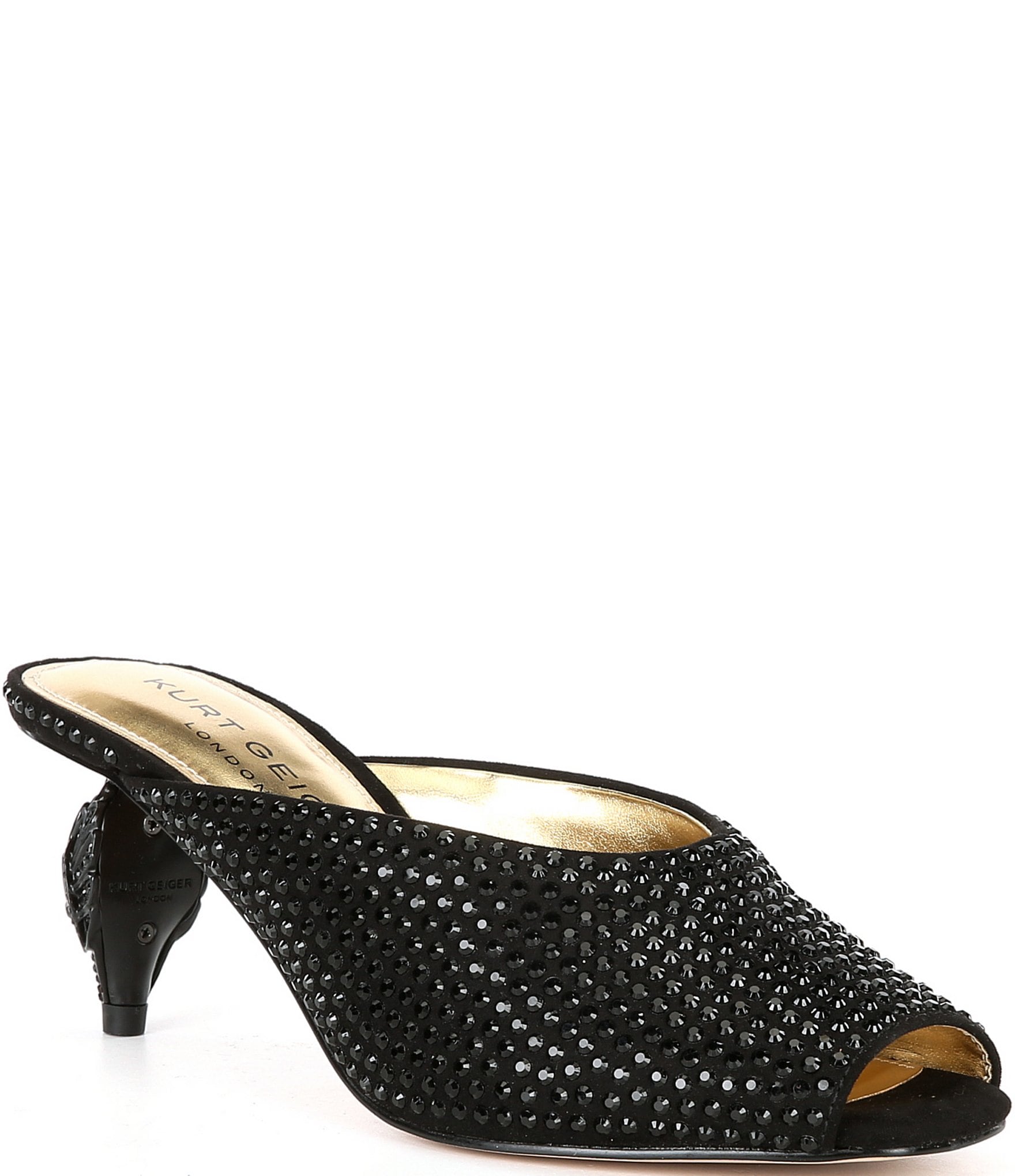Kurt Geiger London Eagle Heel Embellished Mules Dillards