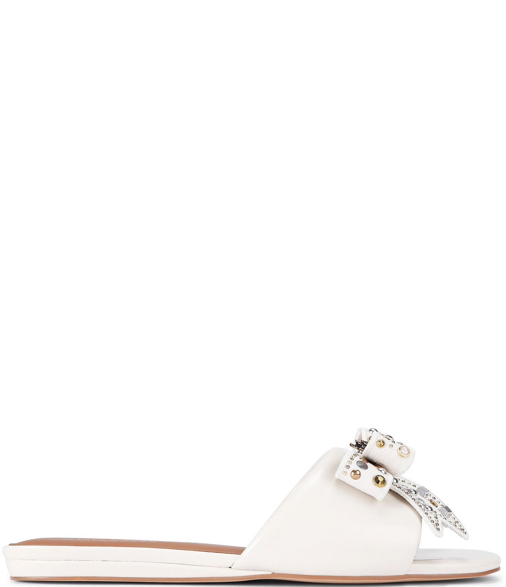 Kurt Geiger London Kensington Leather Studded Embellished Bow Flat ...