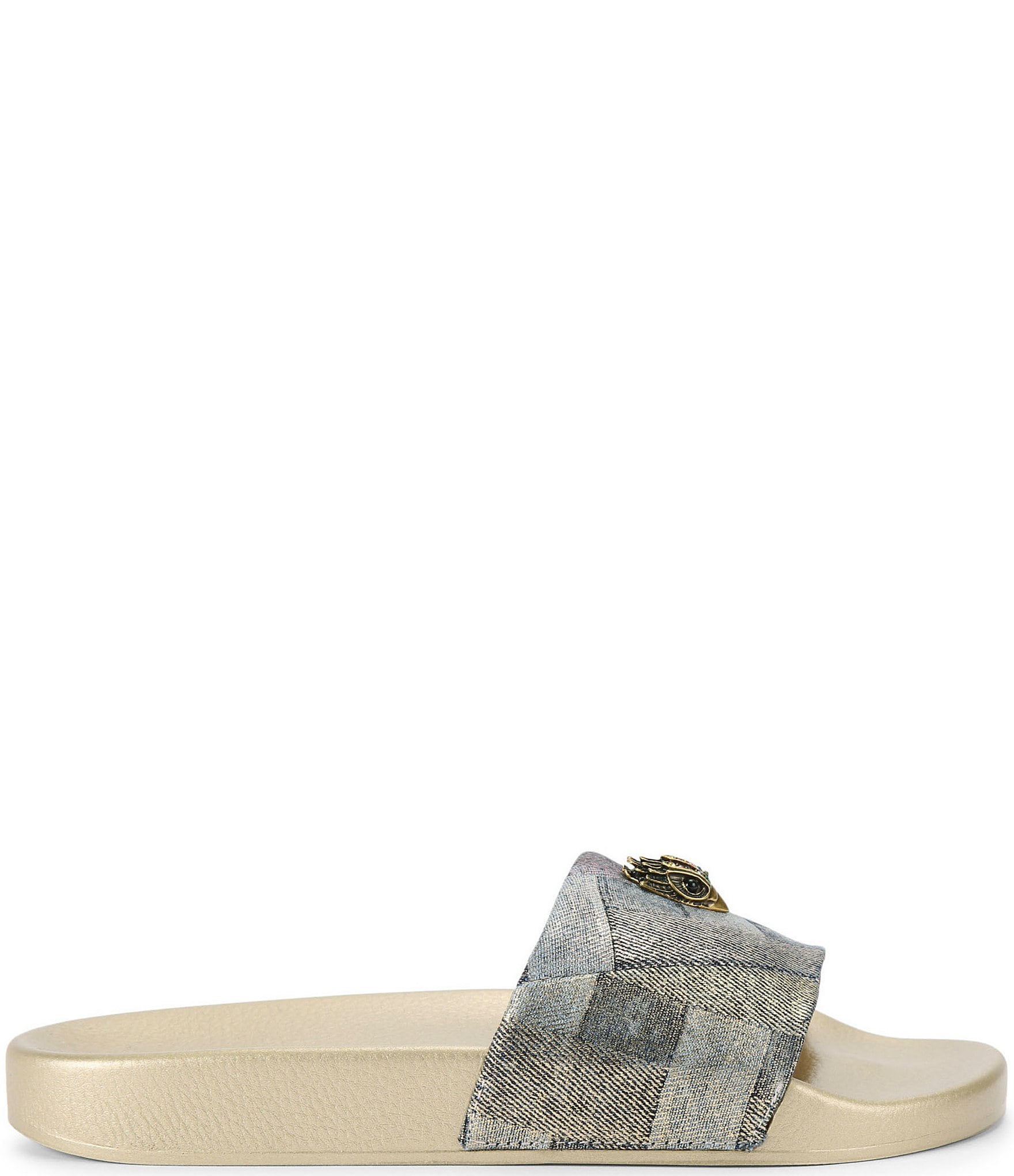 Kurt Geiger London Meena Metallic Denim Patchwork Logo Ornament Pool ...