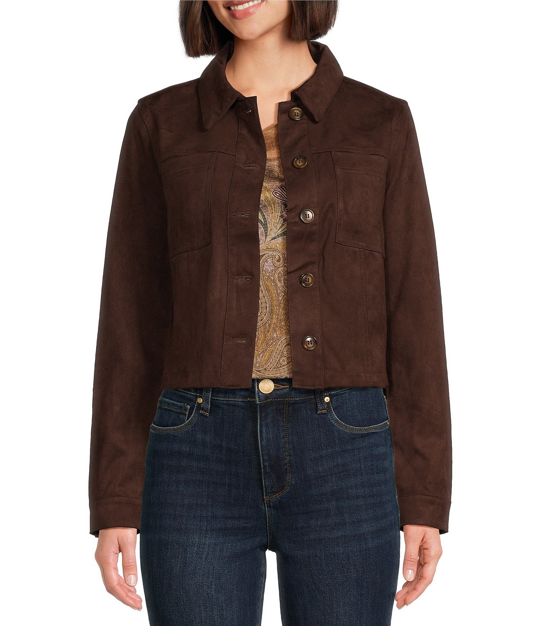KUT from the Kloth Matilda Cropped Trucker Button Front Jacket | Dillard's