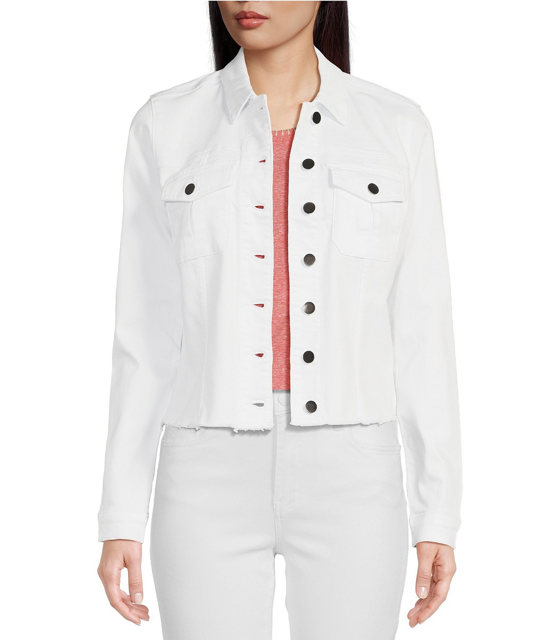 KUT from the Kloth Stretch Denim Point Collar Long Sleeve Jacket ...