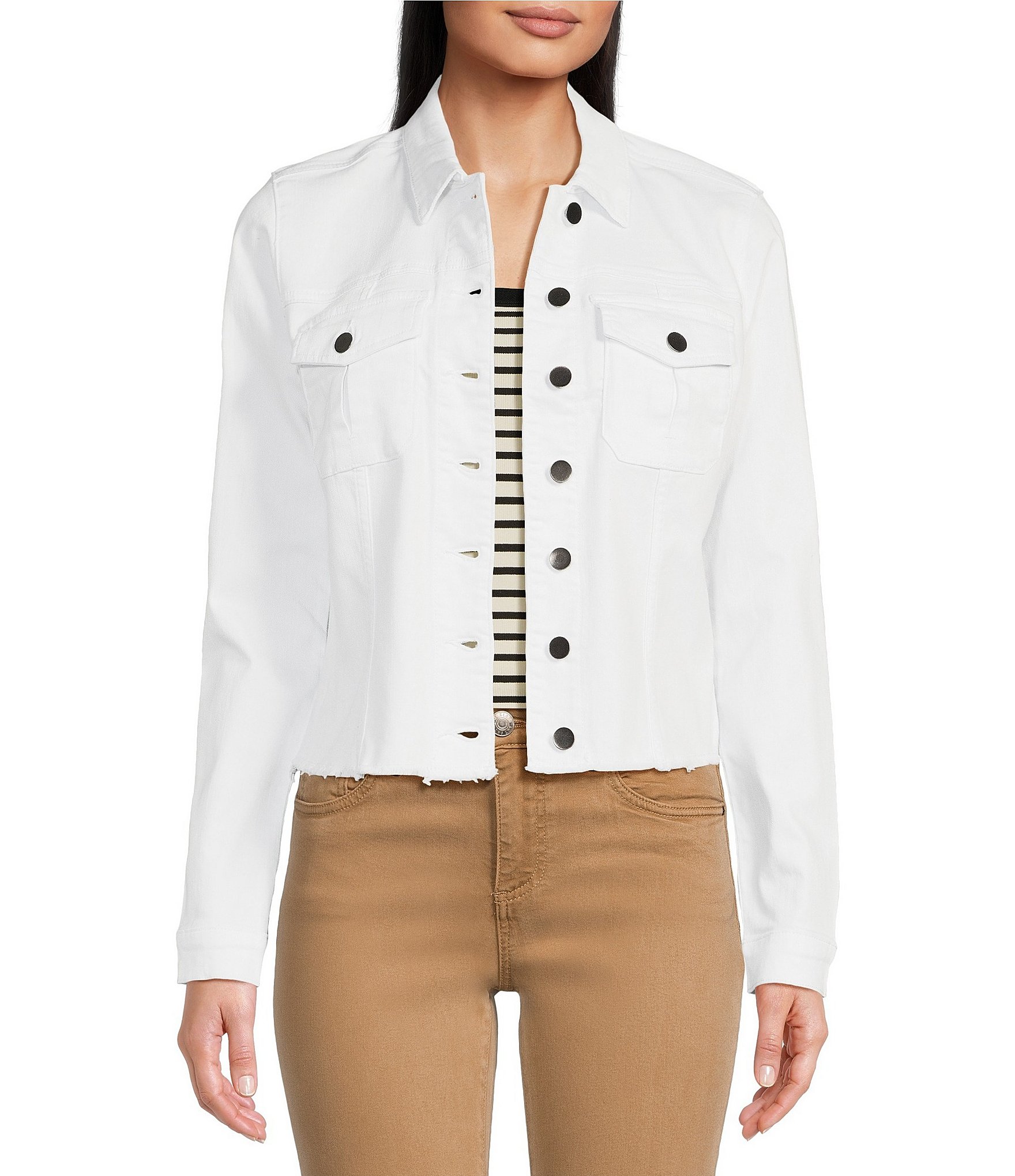 KUT from the Kloth Stretch Denim Point Collar Long Sleeve Jacket ...