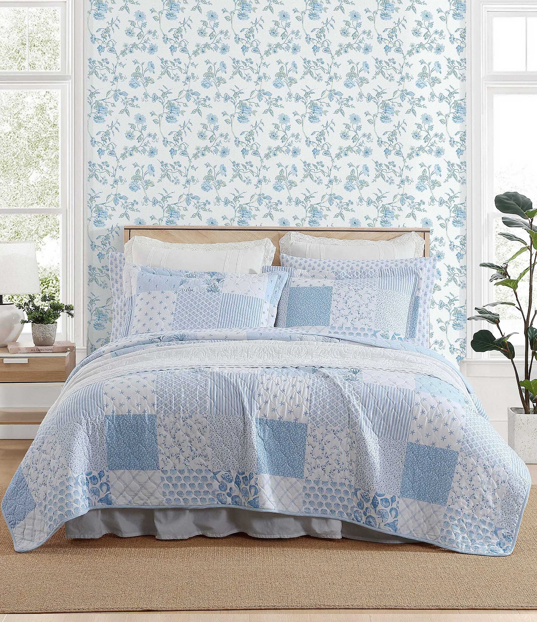 Laura Ashley Colleens Coastal Patchwork Mini Quilt Set | Dillard's